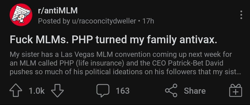 PHP turning family's antivax. | Scrolller