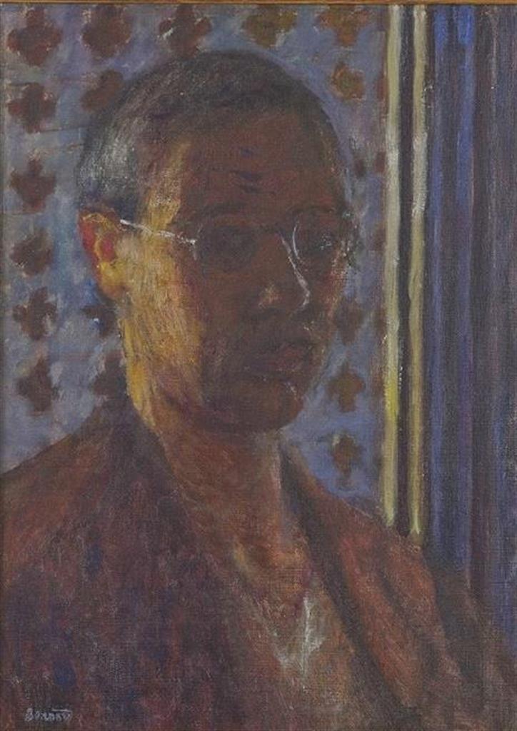Pierre Bonnard - Self-portrait in Backlight, Flowered Wallpaper (1923) | Scrolller