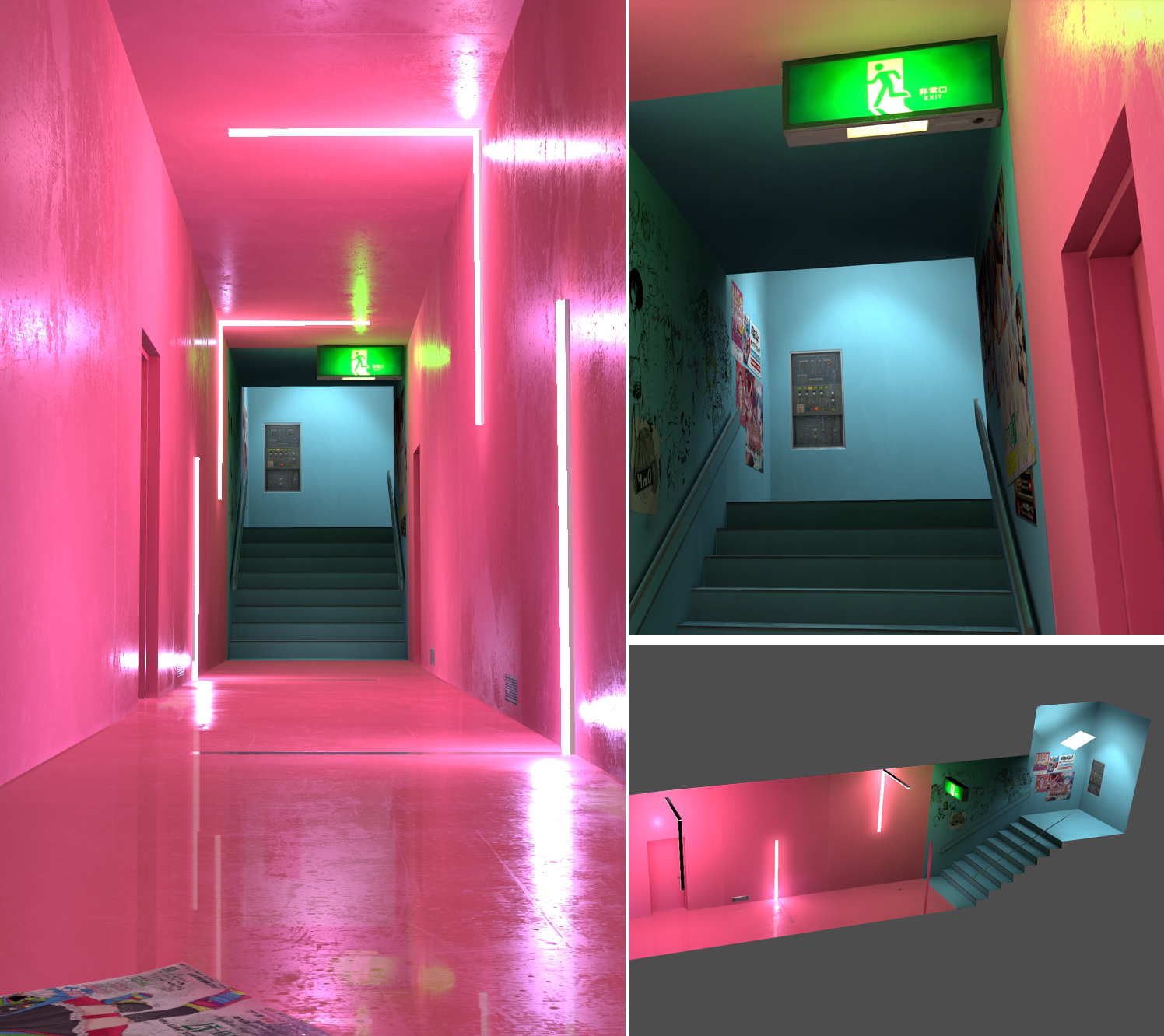 Pink Hallway Environment | Scrolller