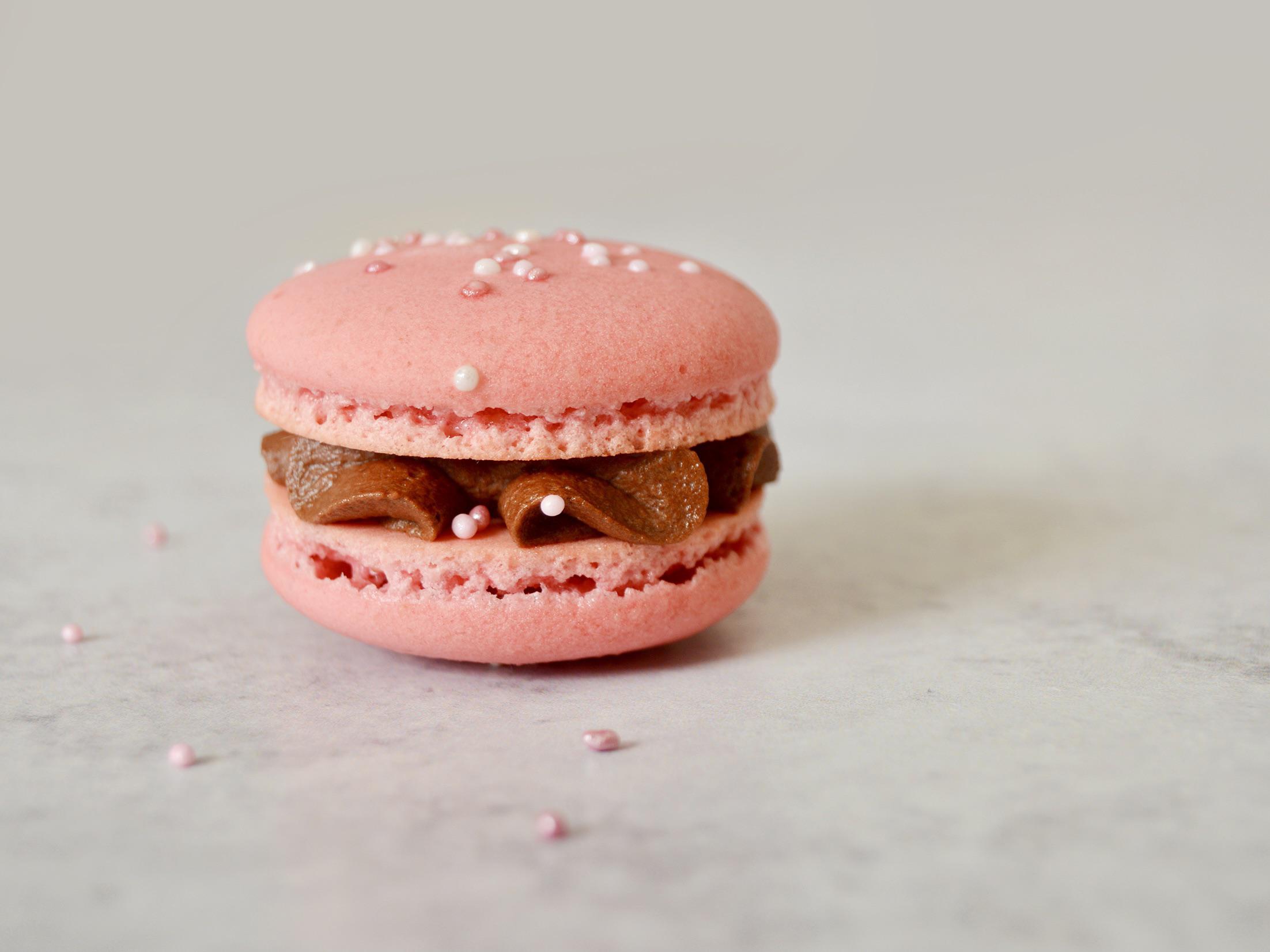 Pink Macarons with Chocolate Buttercream | Scrolller