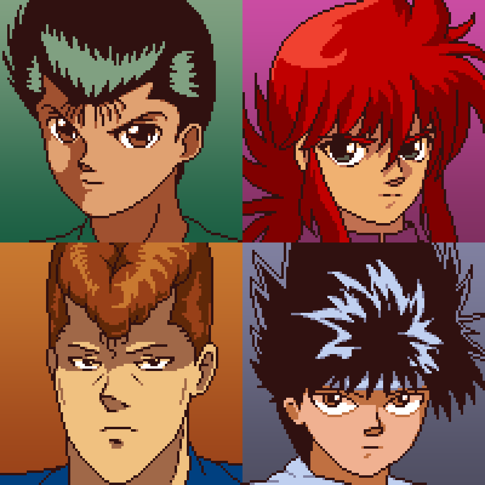 Pixel Art commission of Yusuke/Kurama/Kuwabara/Hiei | Scrolller