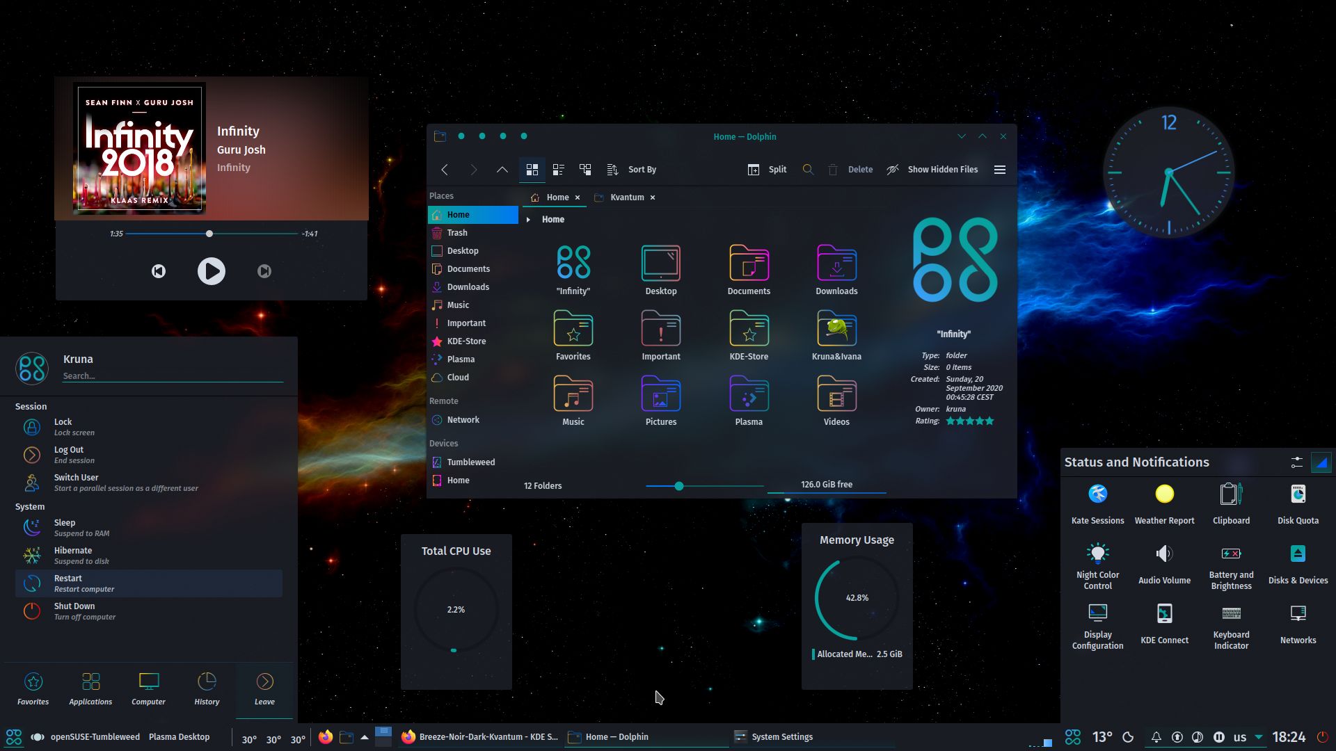 [Plasma 5] NEW! Dark Plasma Theme "Infinity-Plasma" | Scrolller