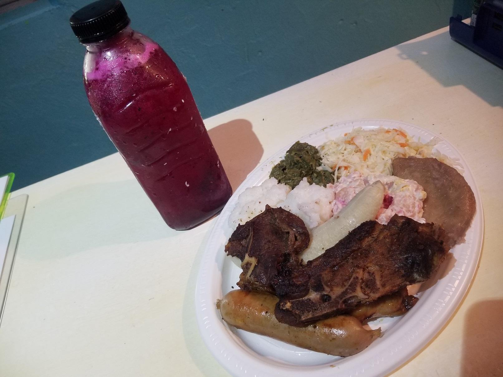 Plate lunch and Dragon fruit juice. | Scrolller