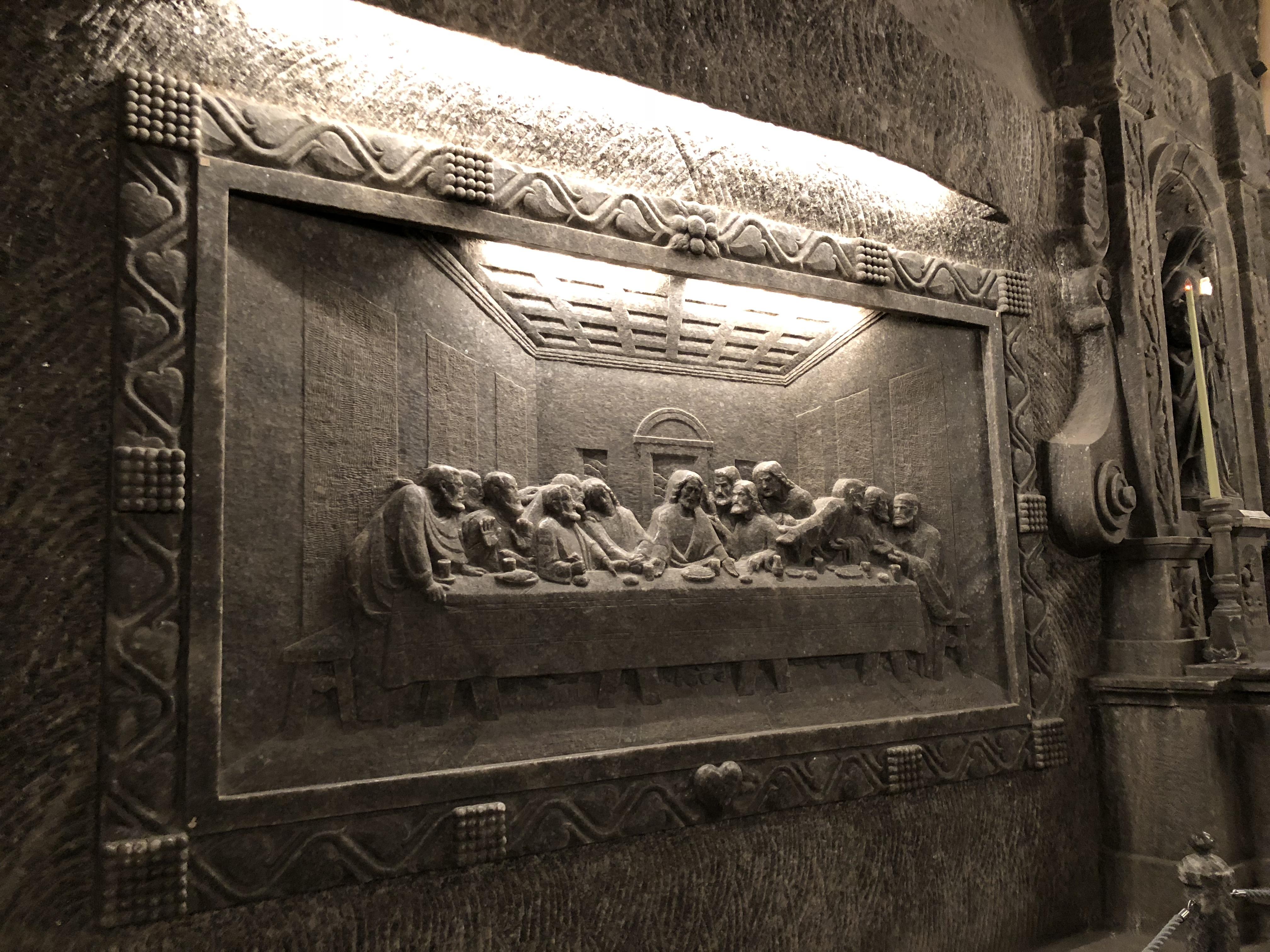 Polish Salt mine depiction of the last supper, engraved in salt. | Scrolller
