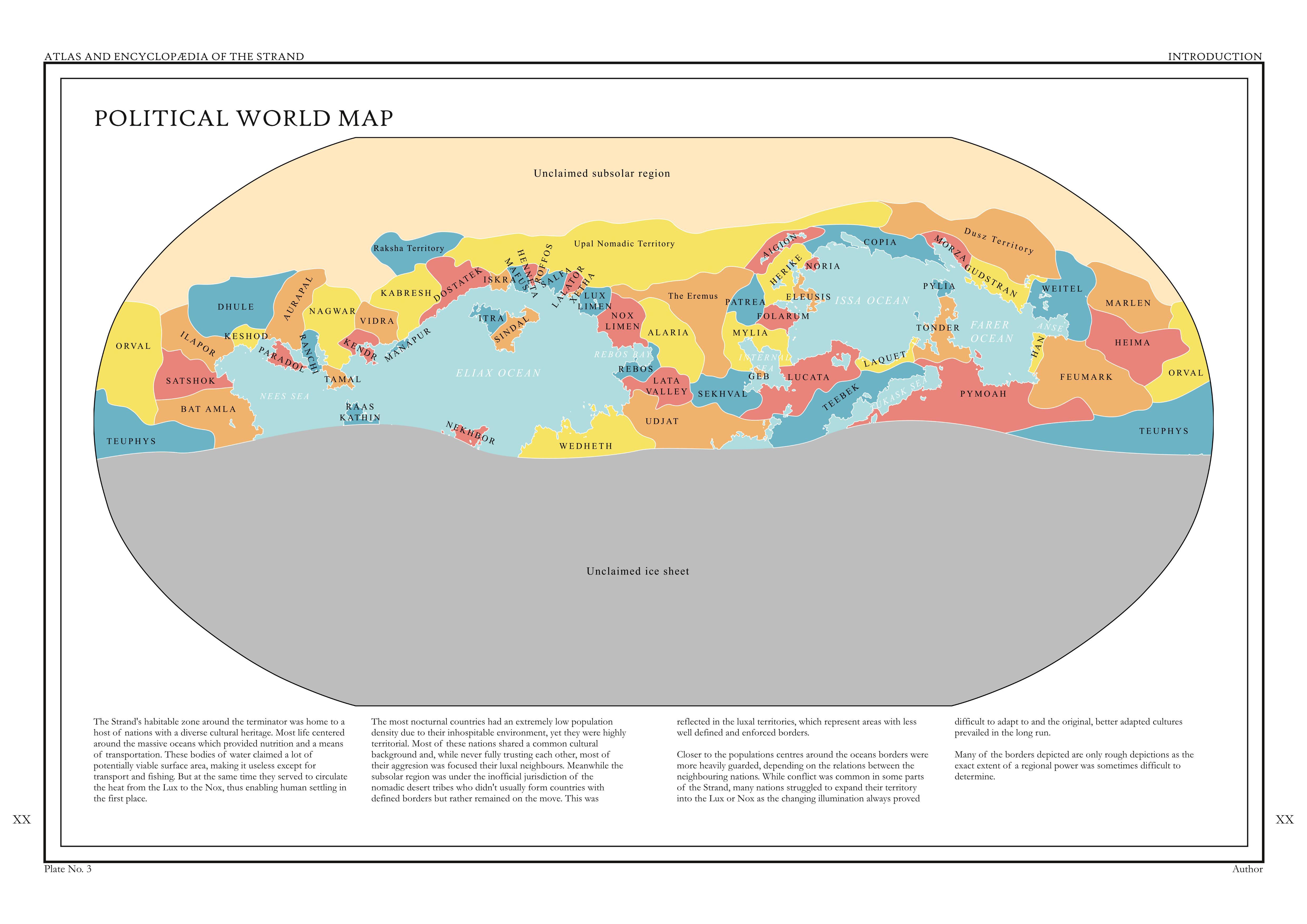 Political world map of "The Strand", a tidally locked world | Scrolller