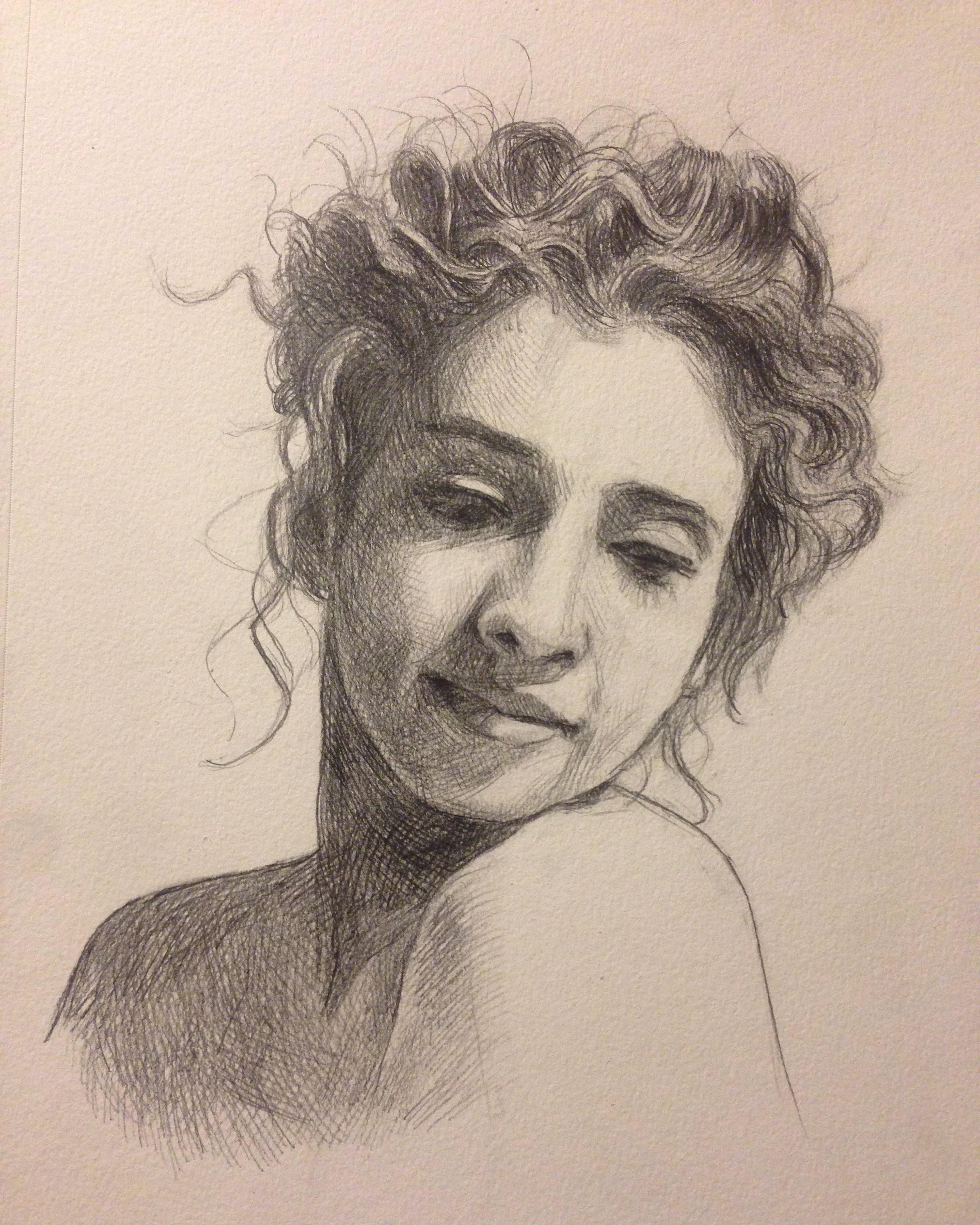 Portrait of Adhira. Mechanical HB pencil. | Scrolller