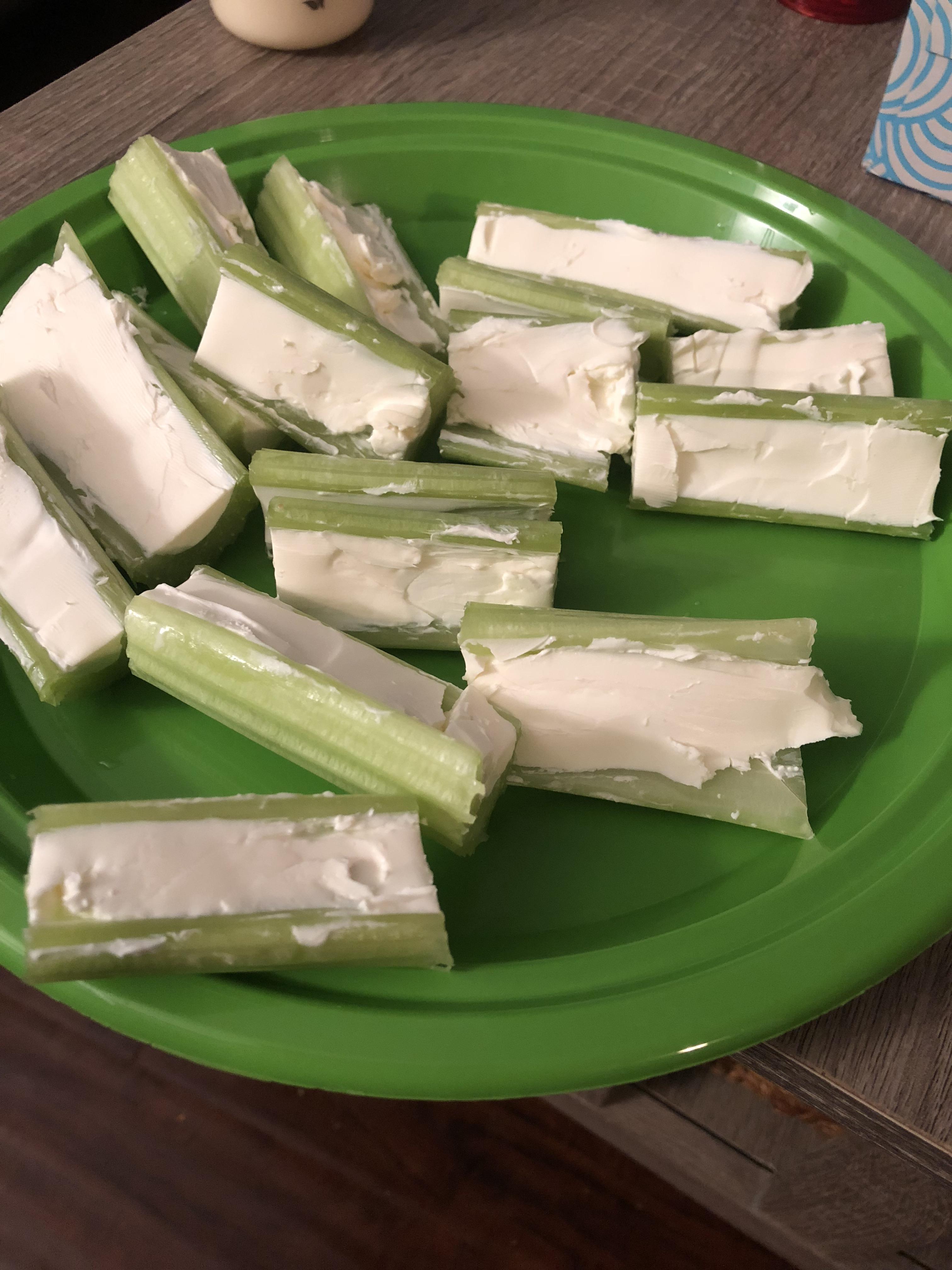 Post session munchies. Cream cheese stuffed celery. | Scrolller
