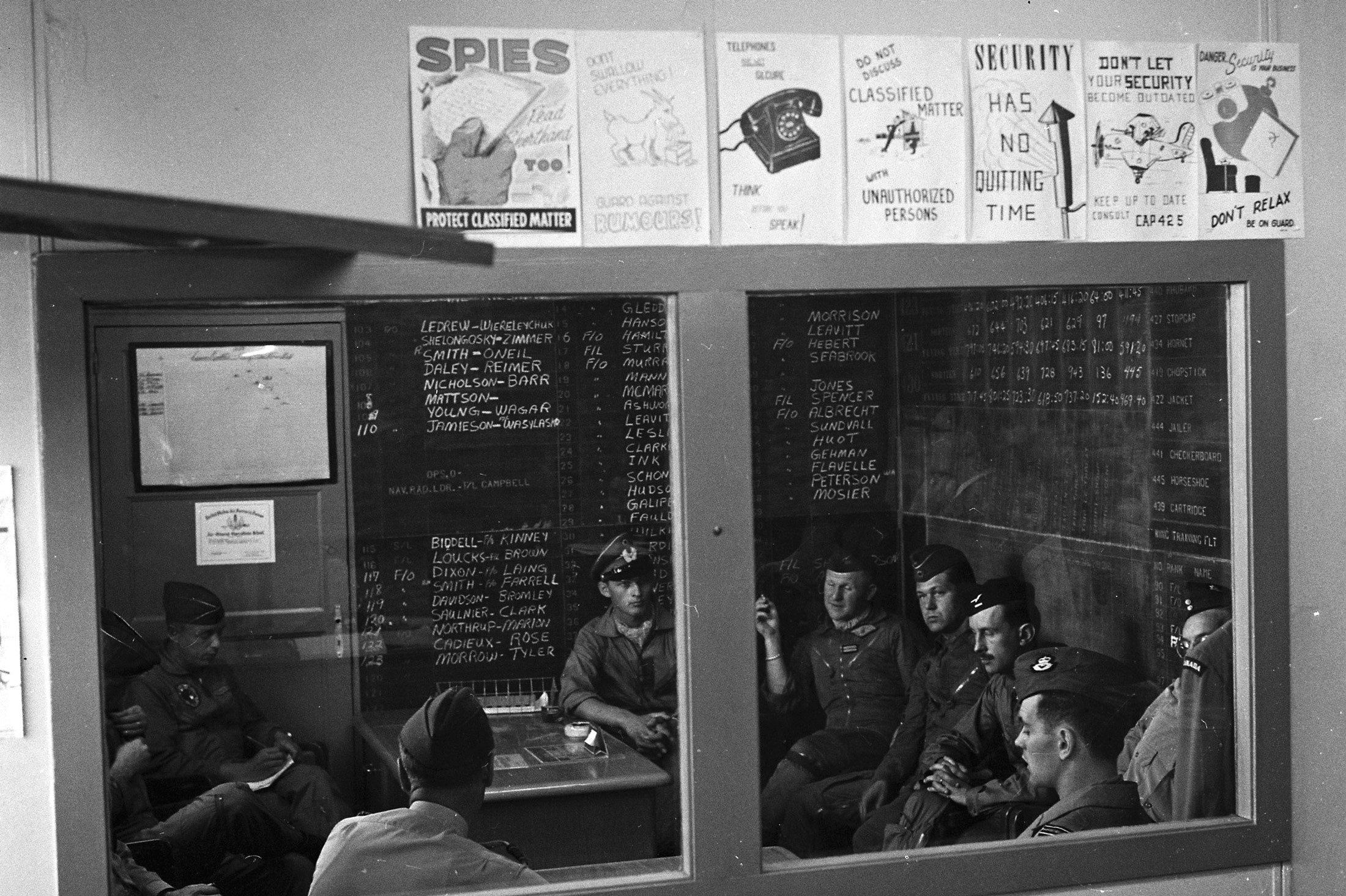 Posters encouraging vigilance displayed in a NATO airbase during the Cold War | Scrolller