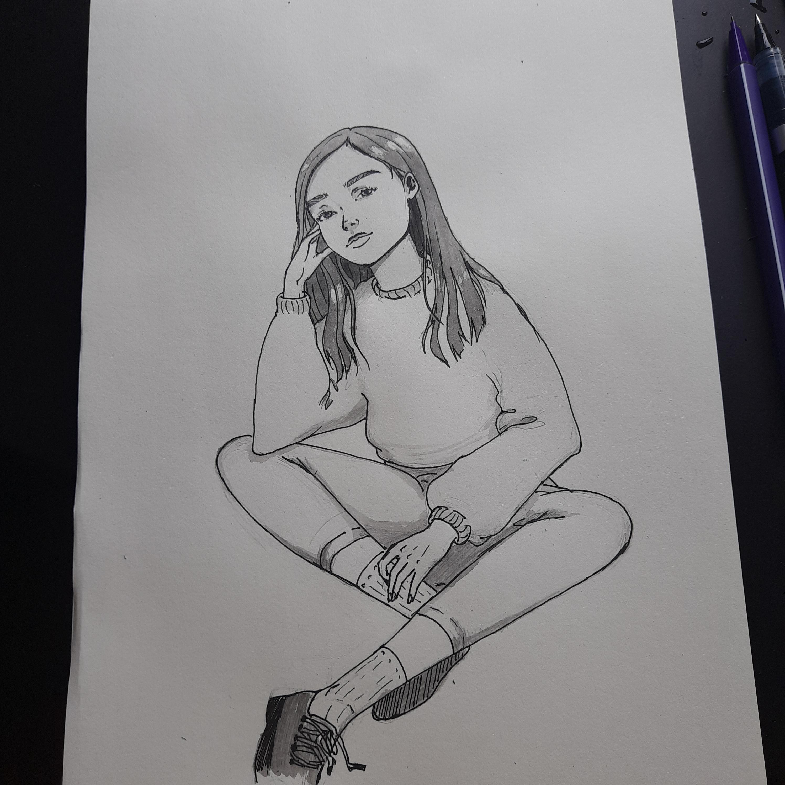 Practicing how to draw poses other than standing upright. Still struggling though | Scrolller