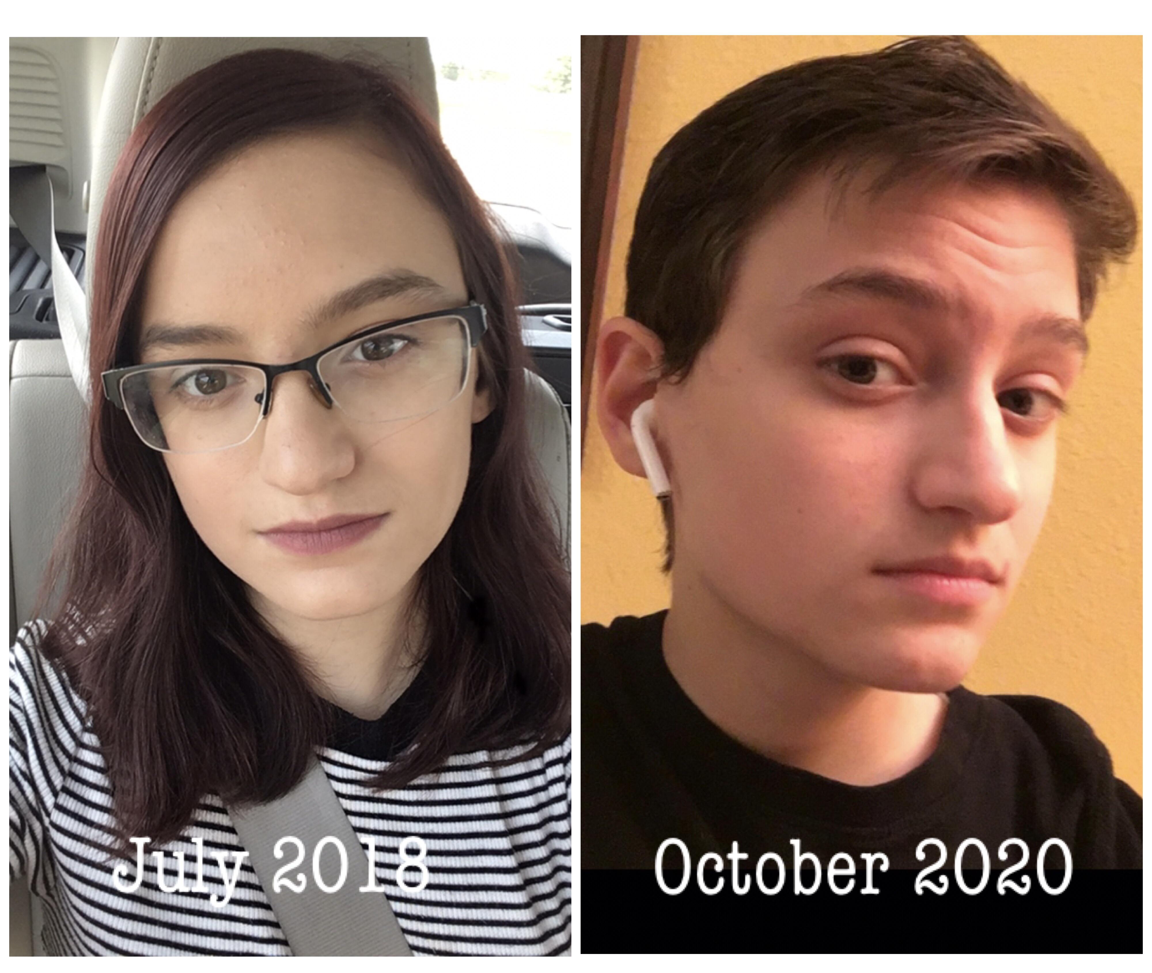 Pre-T in both photos, but still feel far more confident and comfortable with my appearance now ...