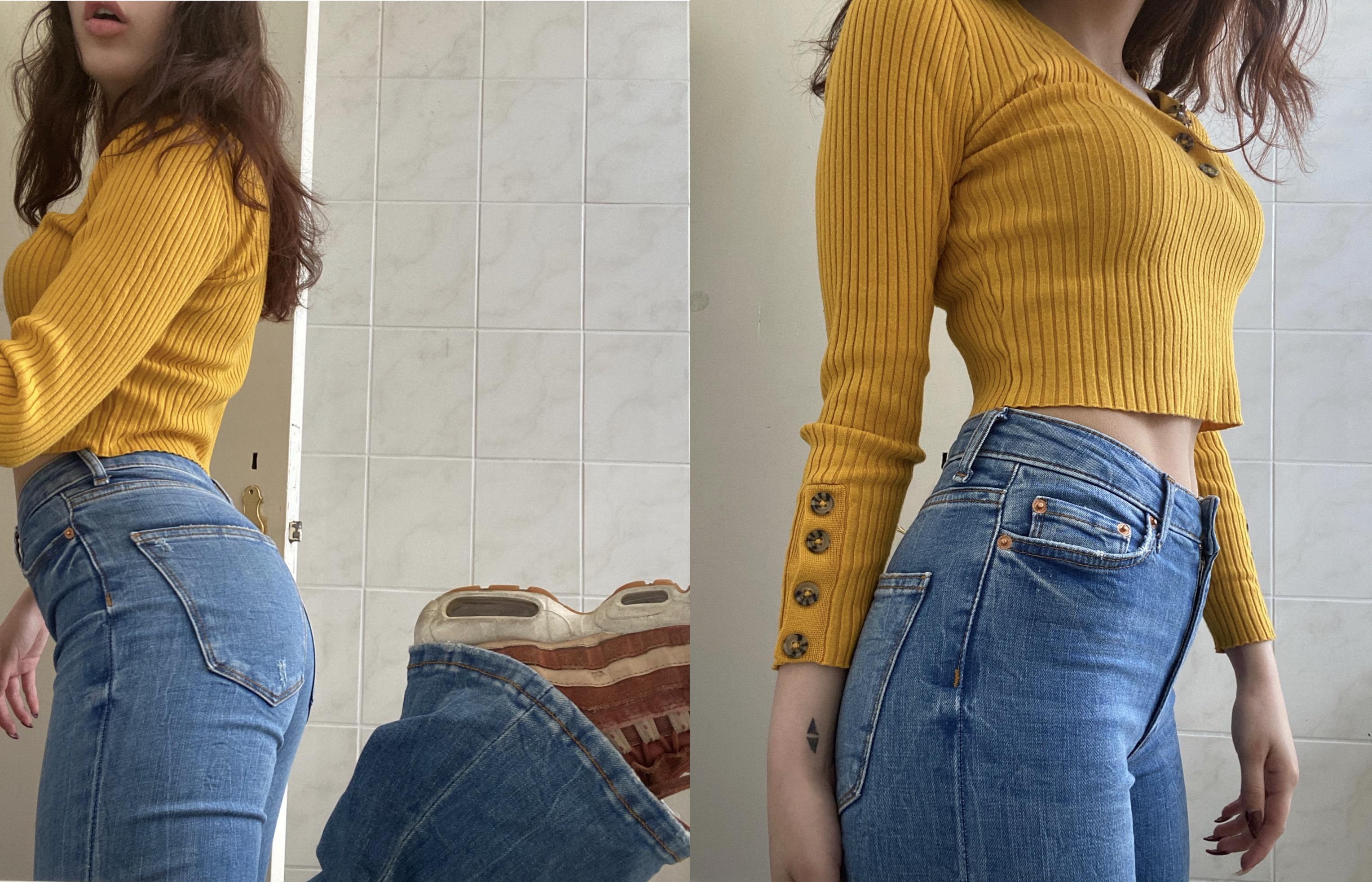 Pretty in yellow and flared jeans 🥰 u like ? 💛 | Scrolller