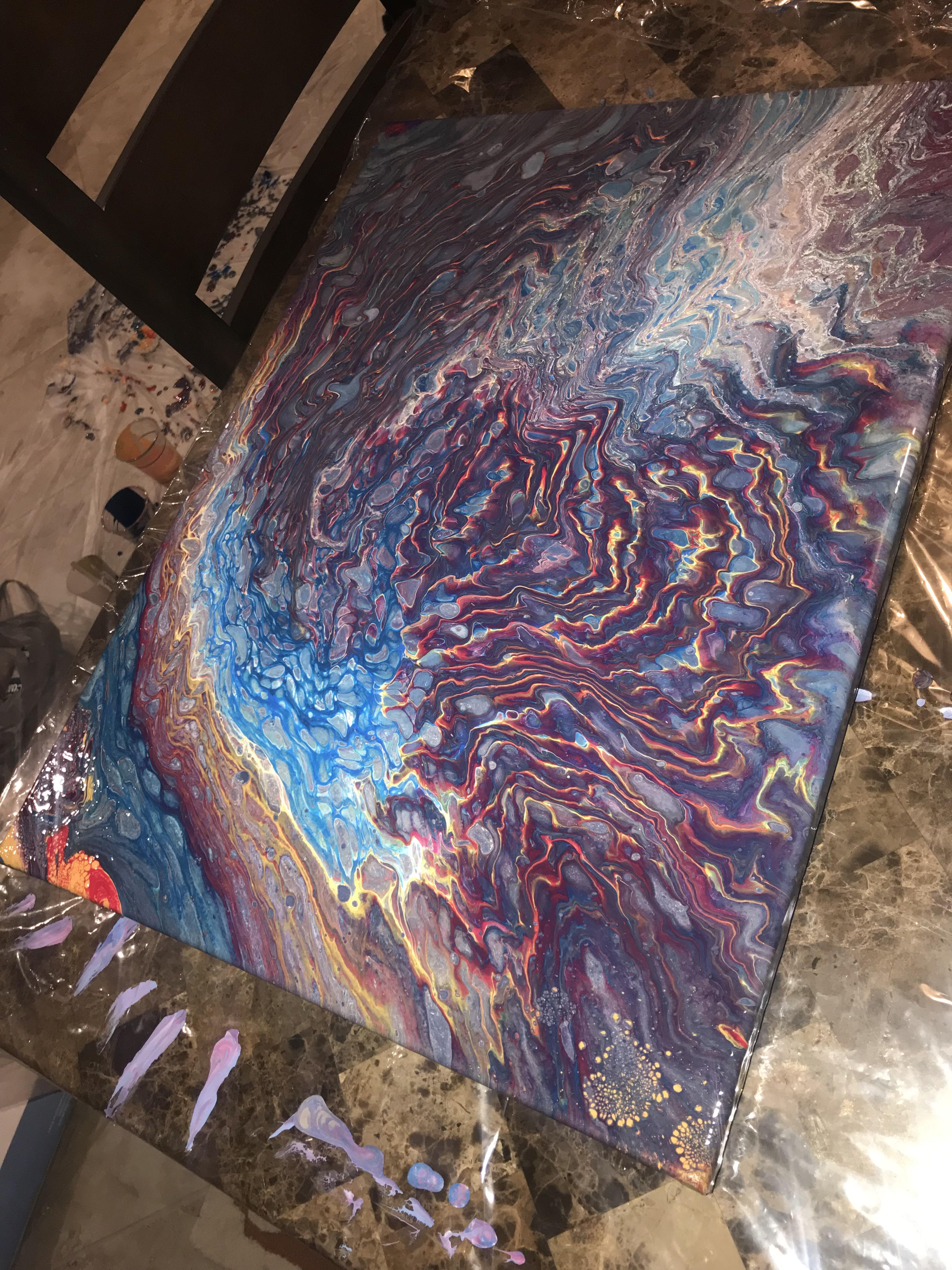 Psychedelic Volcano, Paint pour, Me, 2020 | Scrolller