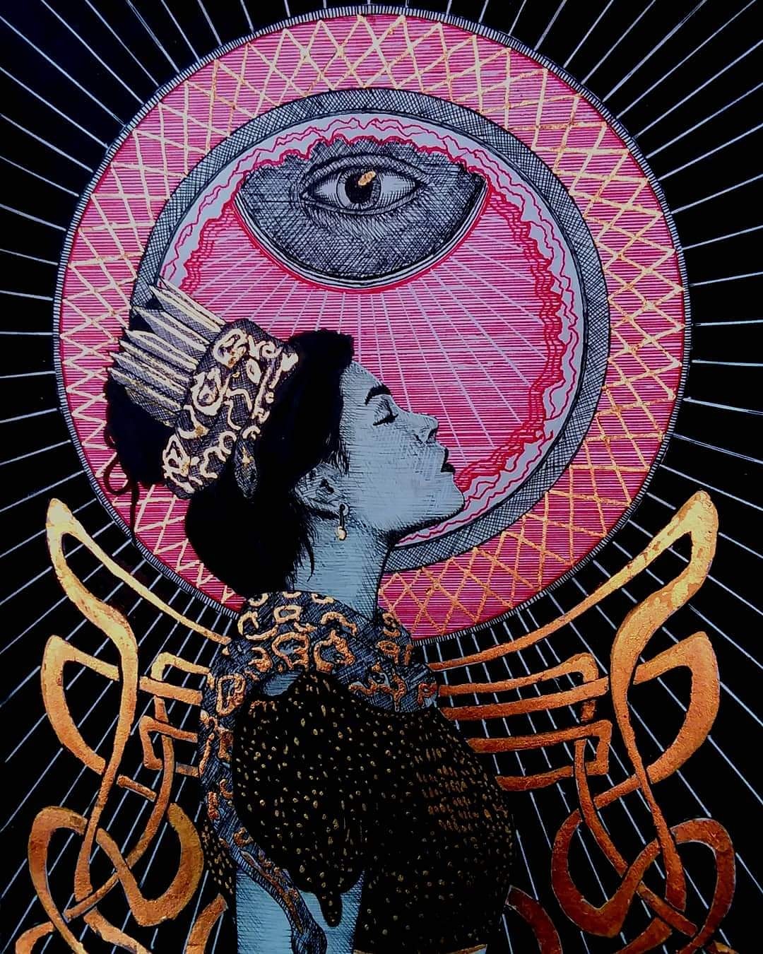 "Queen Witch" gold leaf and ink, me, 2019 | Scrolller