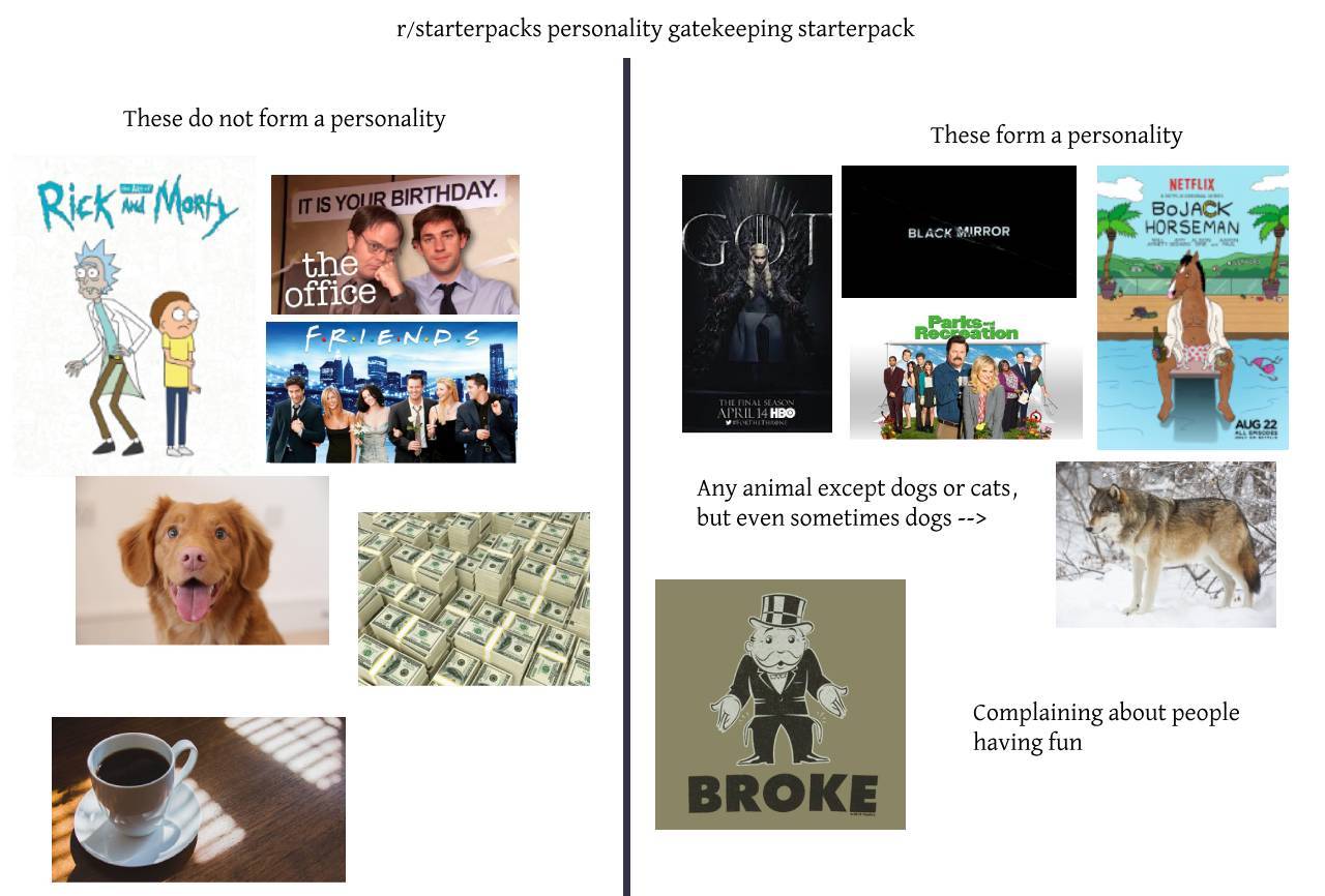 r/starterpacks personality gatekeeping starterpack | Scrolller