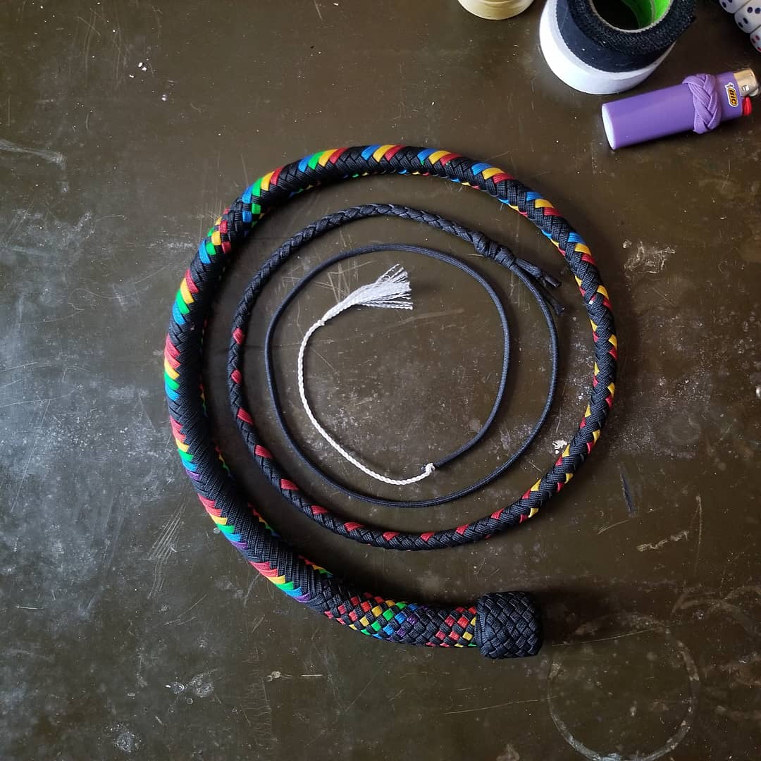 Rainbow and black nylon snakewhip, 4ft | Scrolller