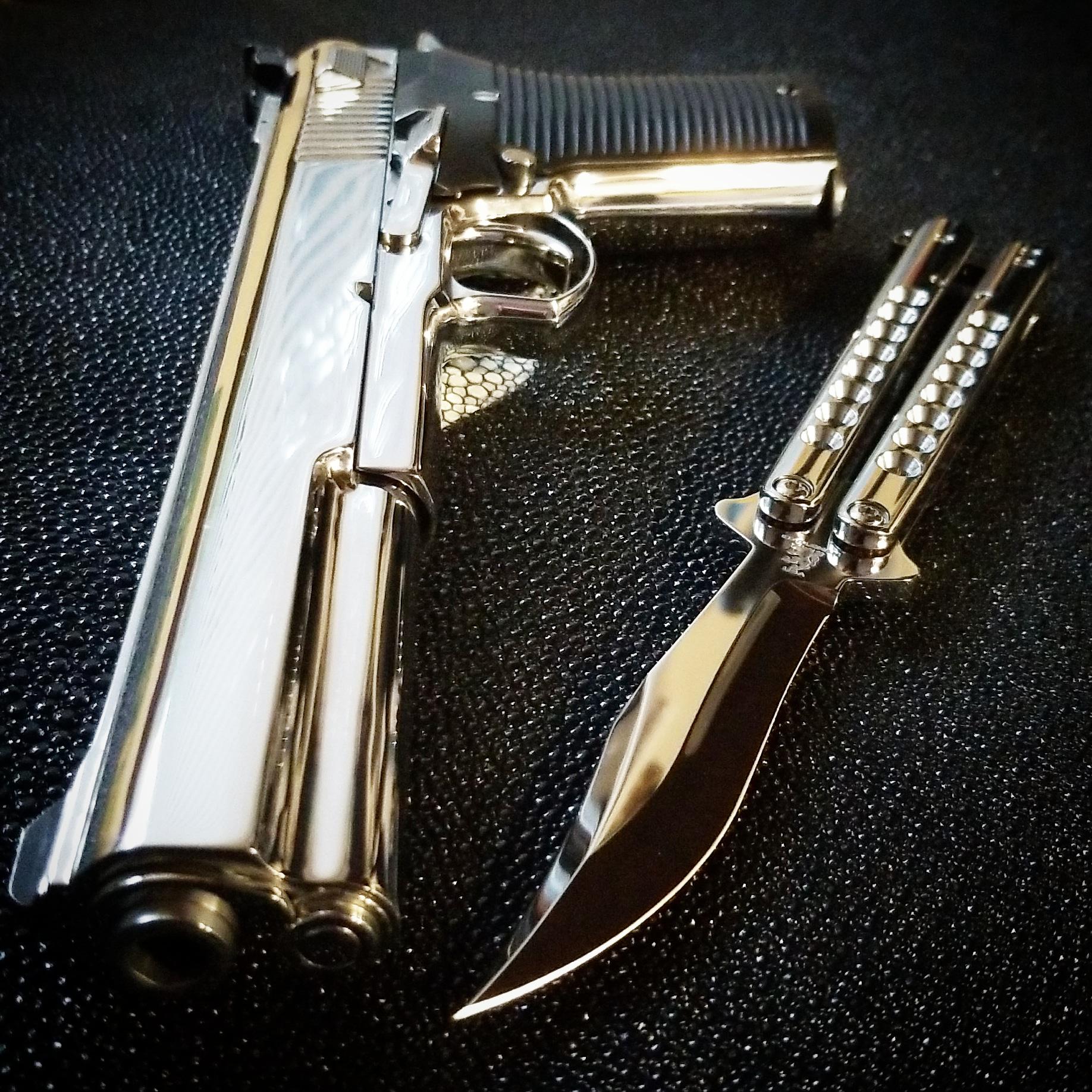 Recently finished balisong. Full mirror polished aggressive bowie. | Scrolller