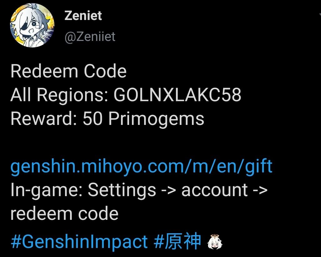 Redeem your primogems | Scrolller