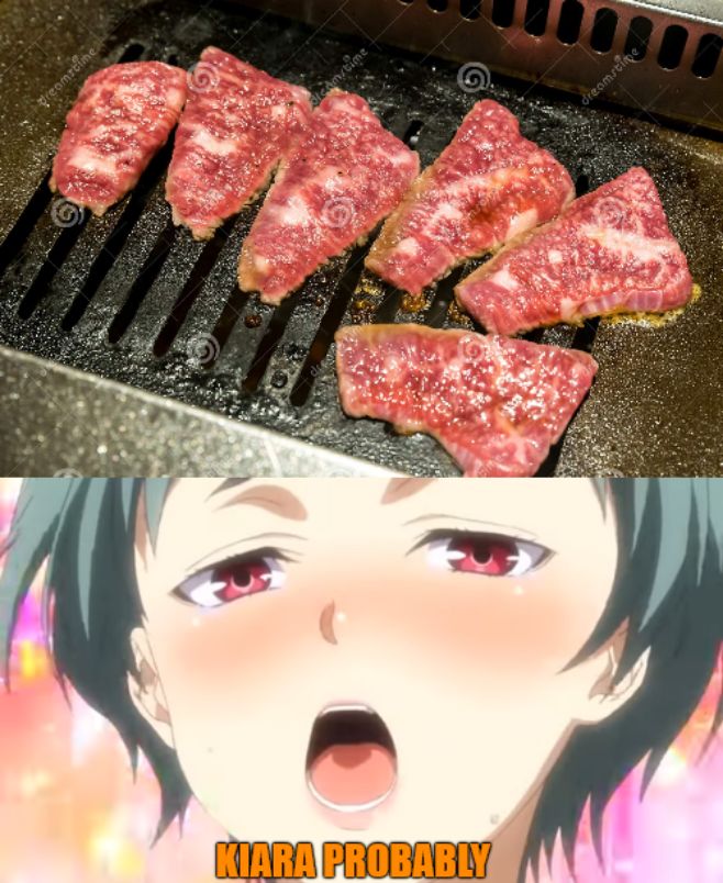 Reminded me of Shokugeki no Soma when Kiara said she came after eating the Wagyu Beef | Scrolller