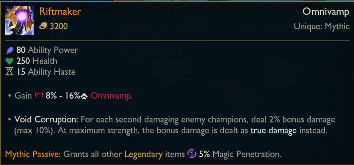 Riftmaker changes on the PBE: +100 HP on Riftmaker, lowered Vamp early. Leeching Leer +100 HP ...