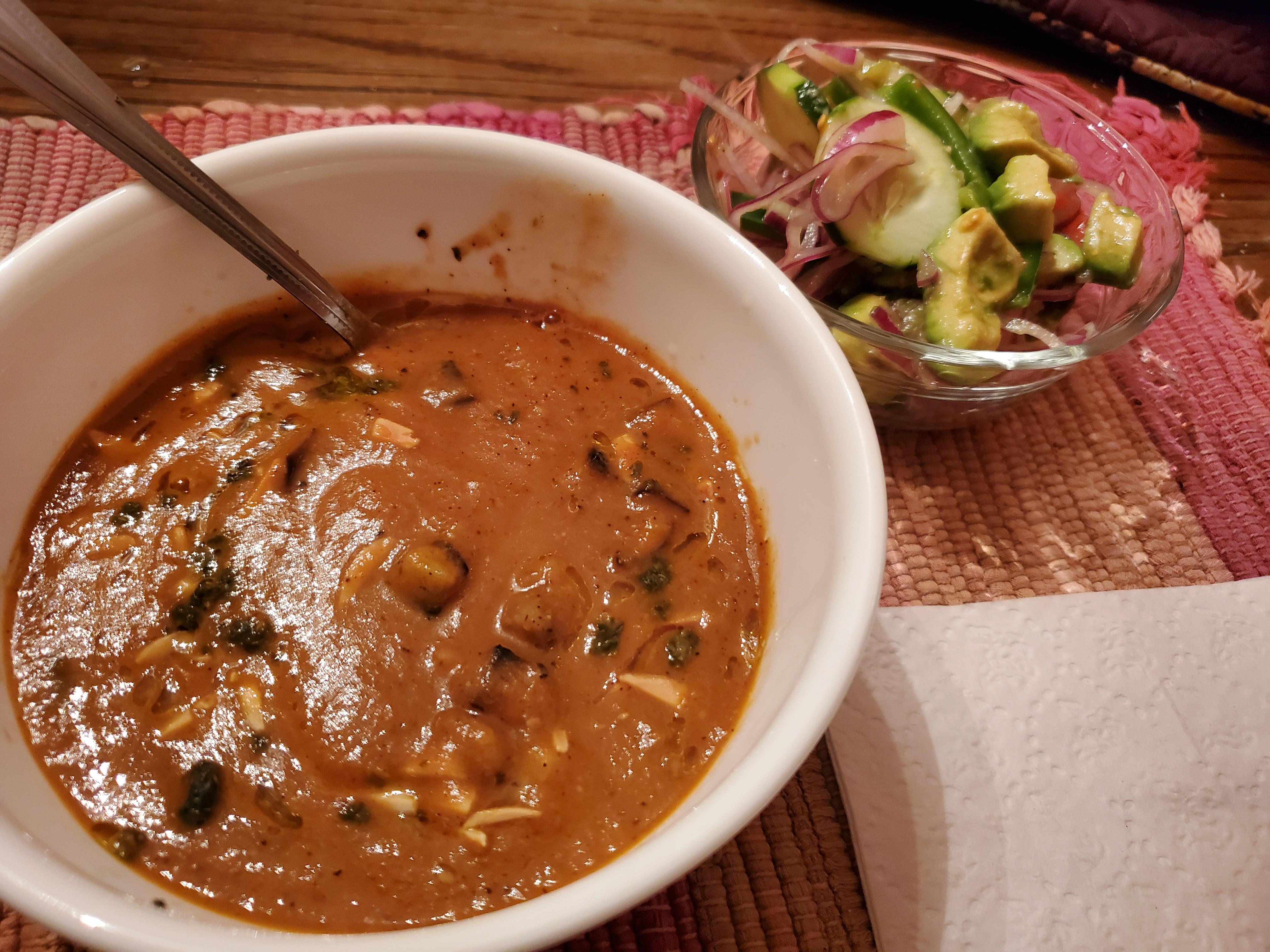 Roasted Eggplant and Tomato soup with Avacado side salad. Nom. | Scrolller