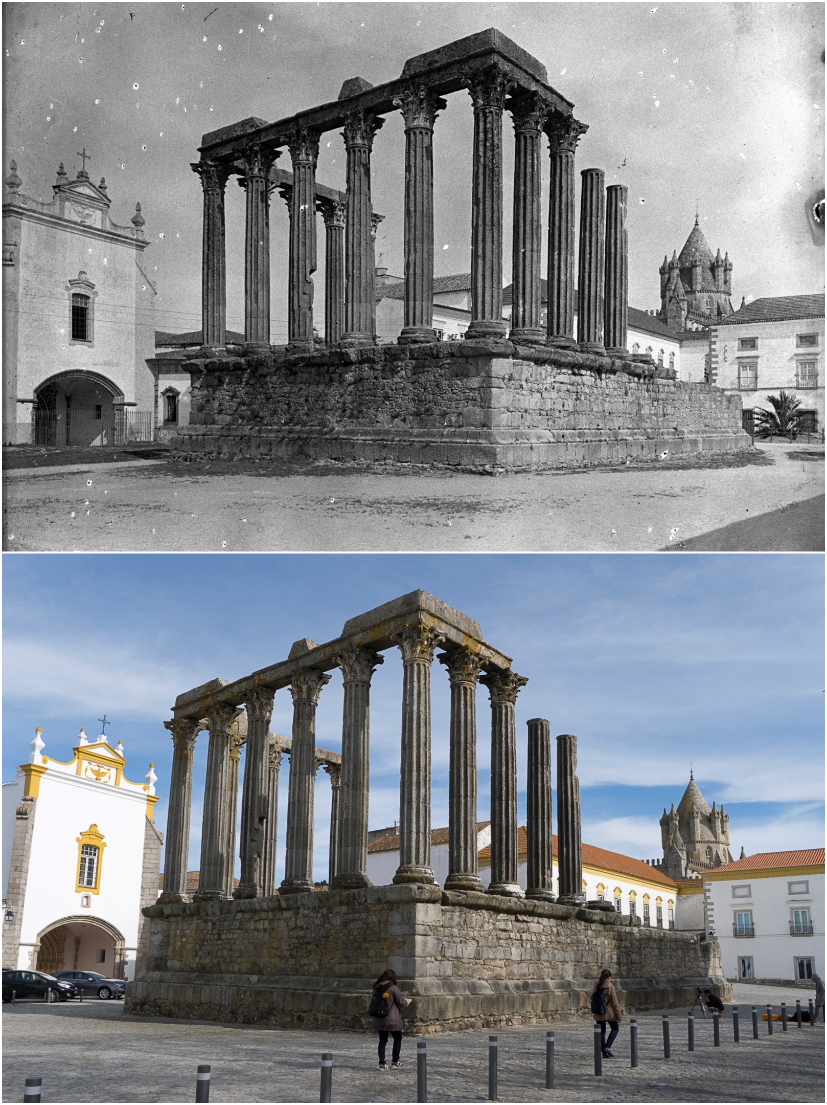 Roman Temple of Évora, Portugal - 1900s vs 2016 | Scrolller