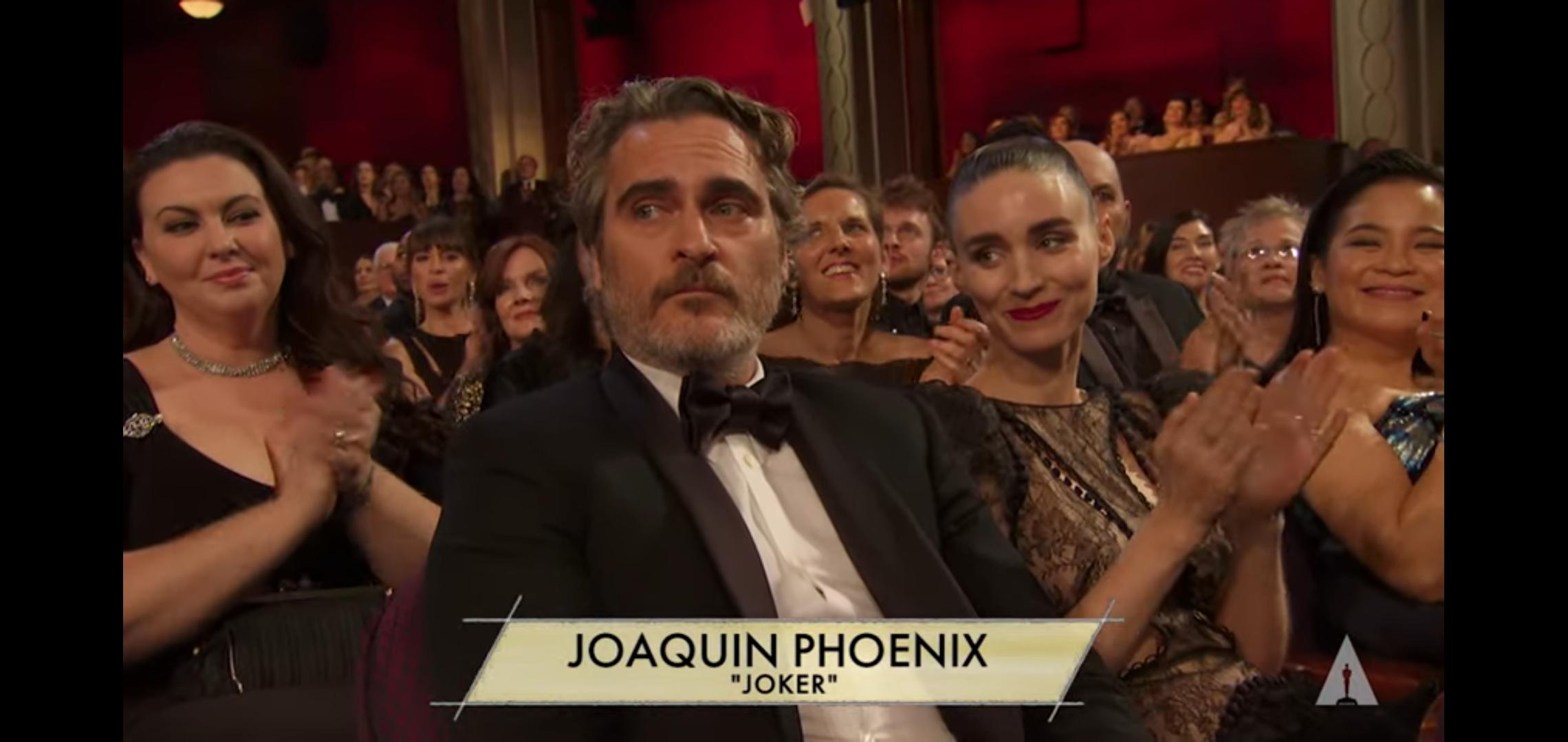Rooney Mara admiring Joaquin Phoenix.. I'm sure she knew it inside that he was gonna win this ...