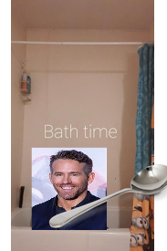 Ryan Reynolds with a spoon in the bath | Scrolller