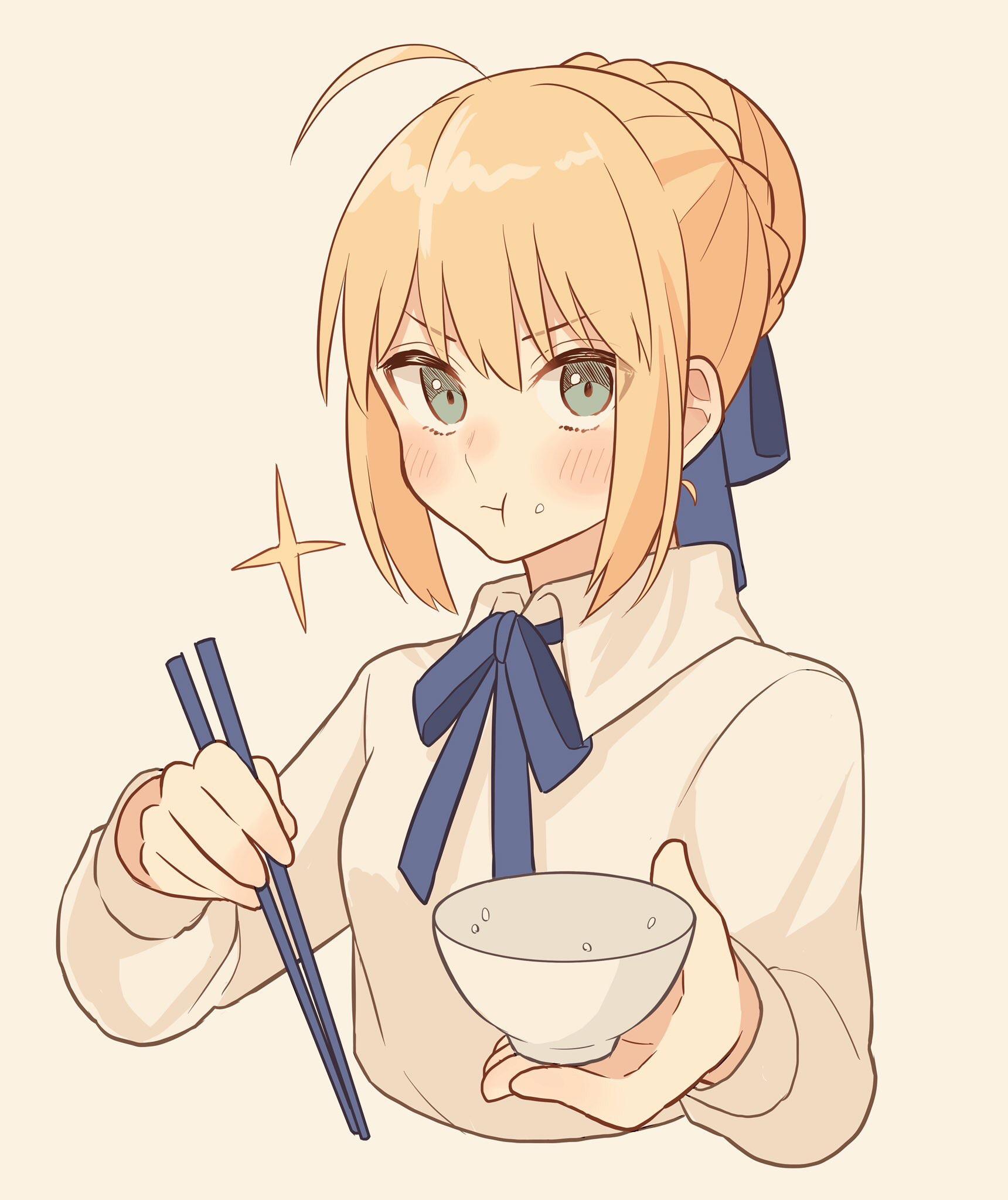 Saber eating rice | Scrolller