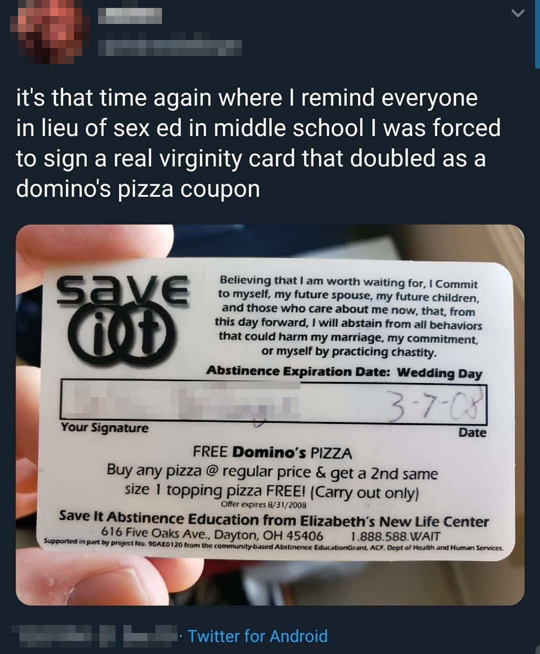 [SAD] I was forced to sign a real virginity card | Scrolller