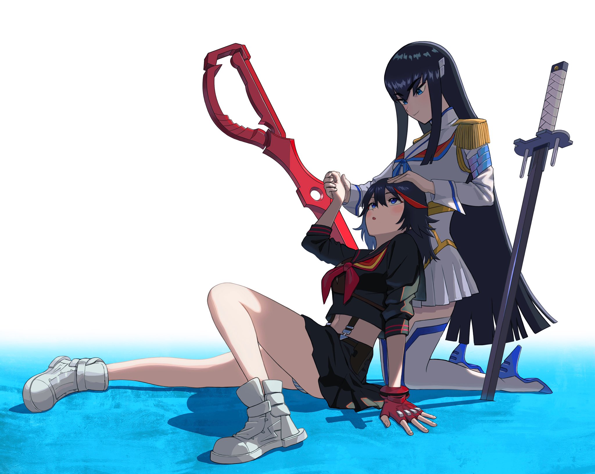 Satsuki patting Ryuko's head | Scrolller