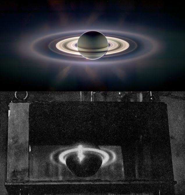 Saturn and one of Kristian Birkeland's plasma experiments | Scrolller