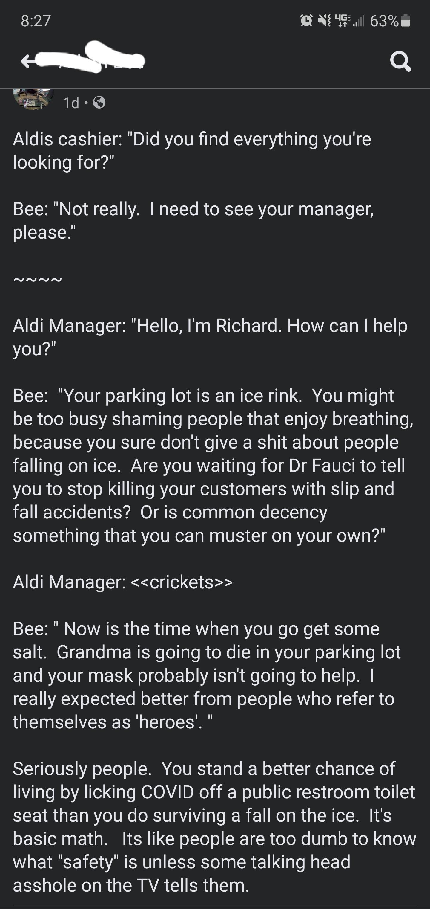 Schooled an Aldi's manager... | Scrolller