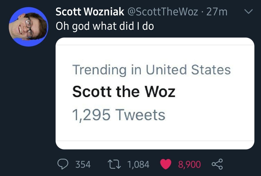 Scott's reaction to him trending on Twitter | Scrolller