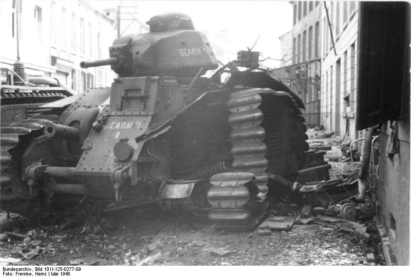 Scuttled French Char B1 heavy tank in Beaumont, Belgium, 16 May 1940. | Scrolller