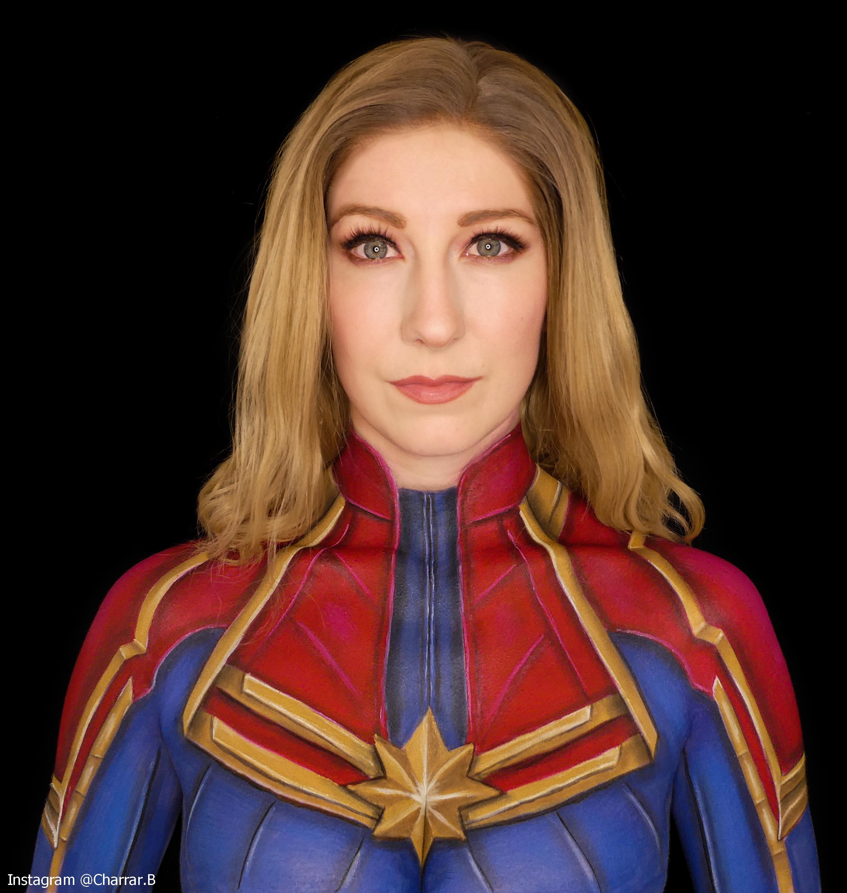 [Self] I bodypainted myself into Captain Marvel. Hope you like it ...