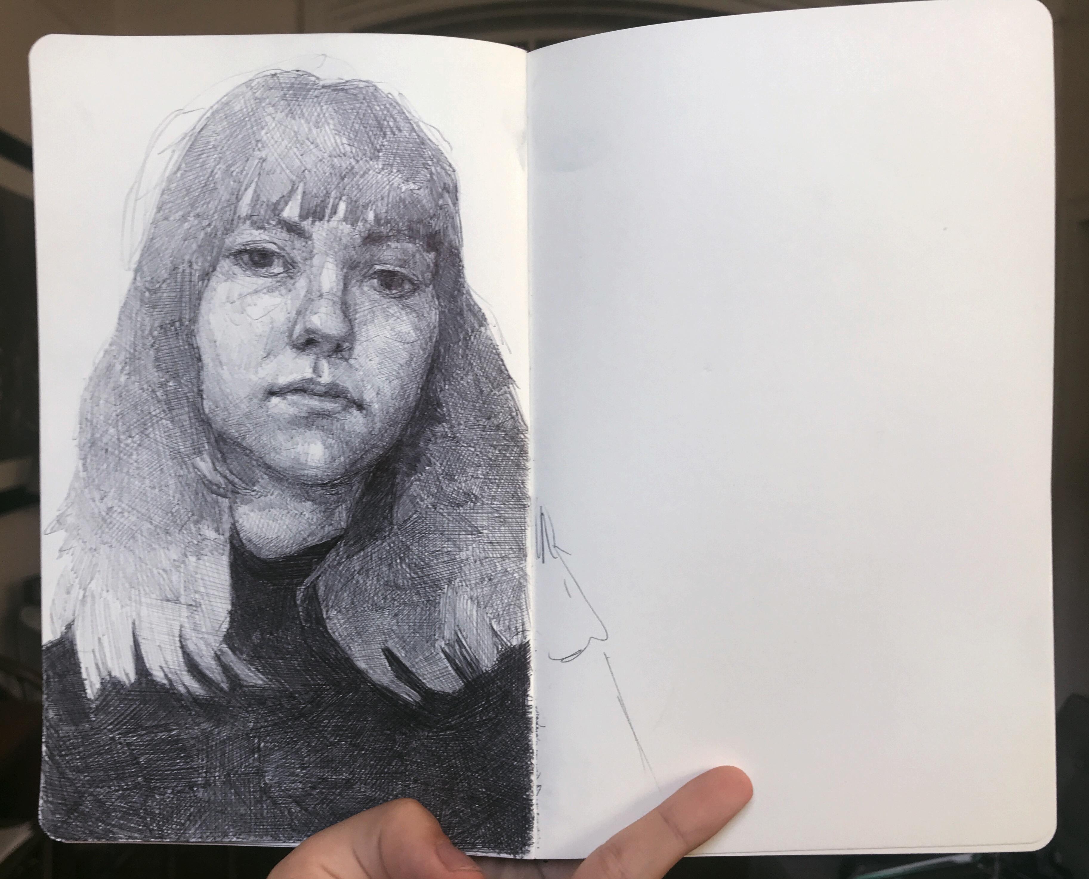 self portrait in ballpoint pen | Scrolller