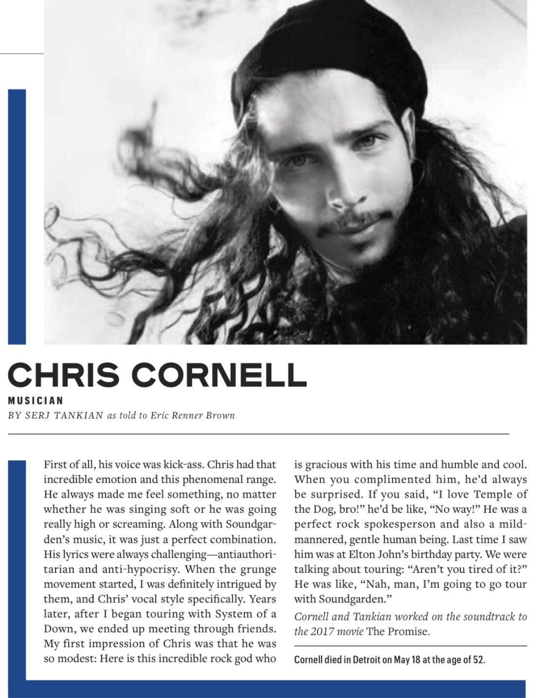 Serj Tankian remembers Chris Cornell Entertainment Weekly Dec 2017 | Scrolller