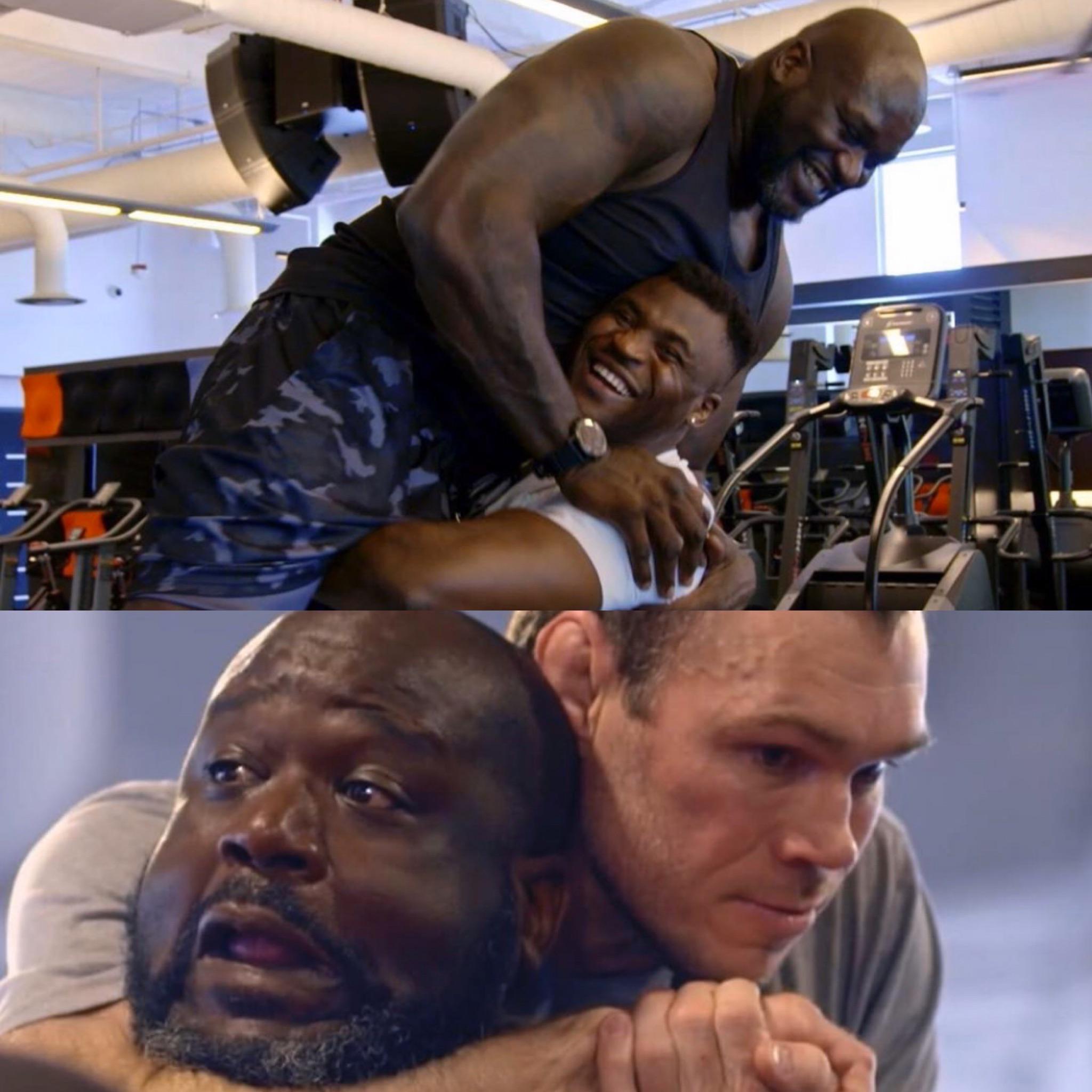 Shaq Being Held by Francis Ngannou and Forrest Griffin | Scrolller