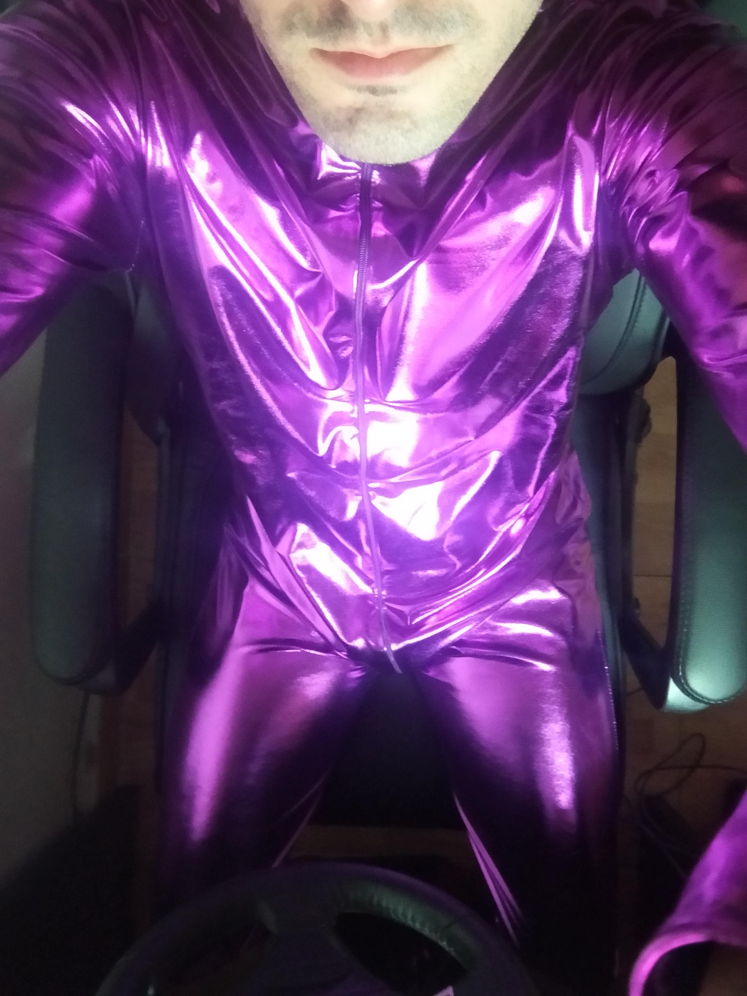 Shiny purple catsuit | Scrolller