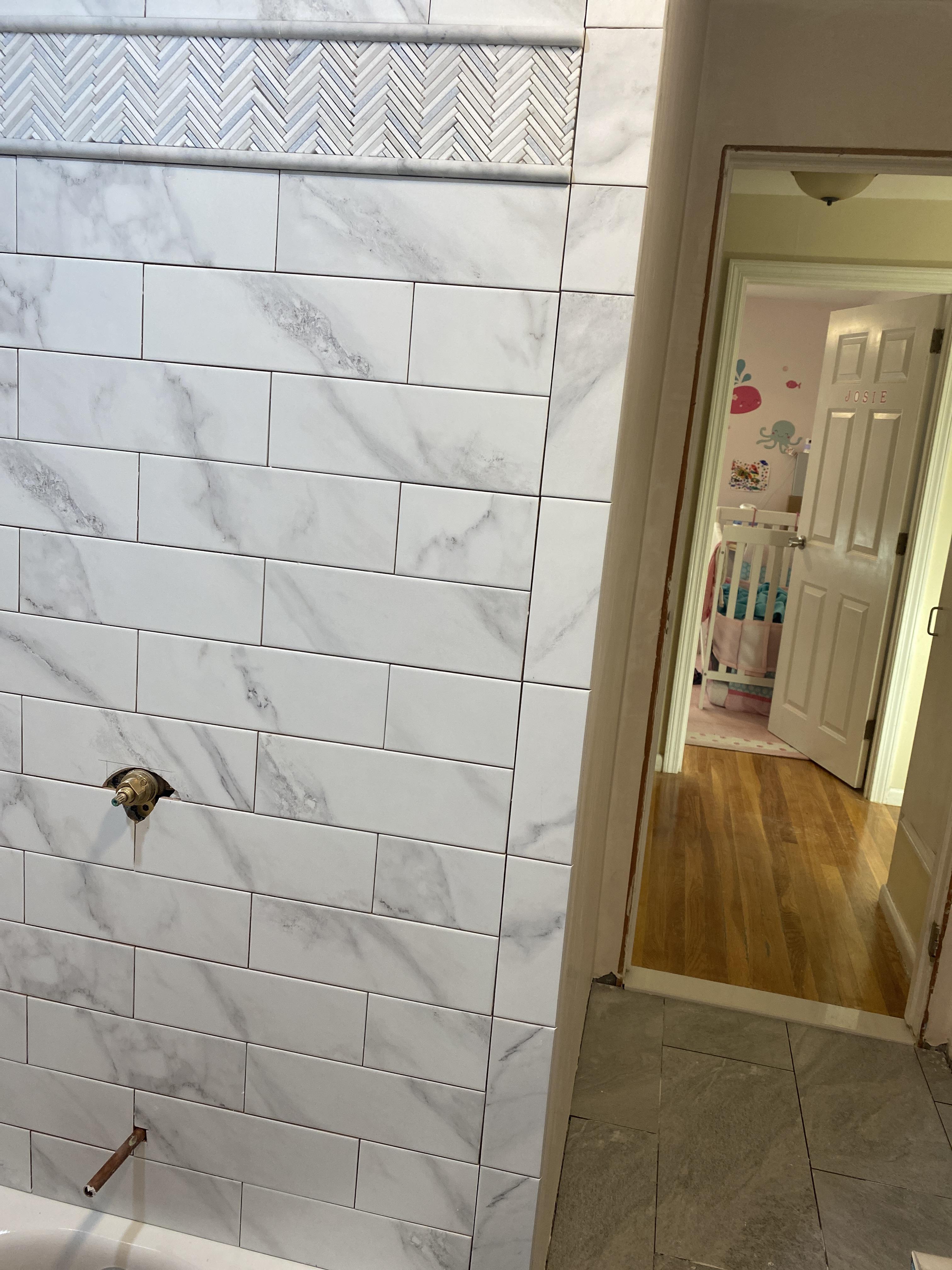 Shower sliding door installation over tile pencil? | Scrolller