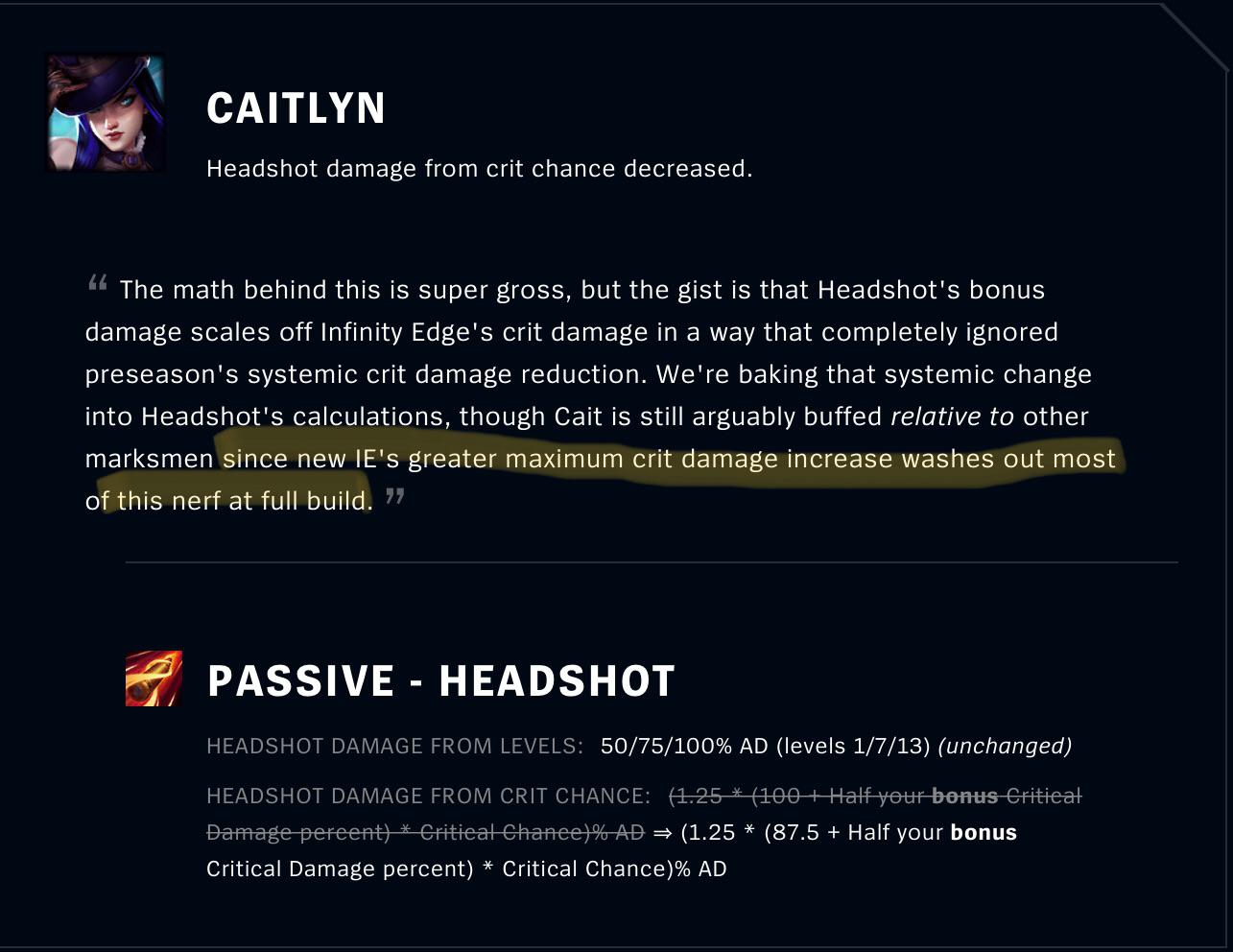 Since nerfed the max crit dmg of IE. Why riot is not giving back the hs dmg? | Scrolller