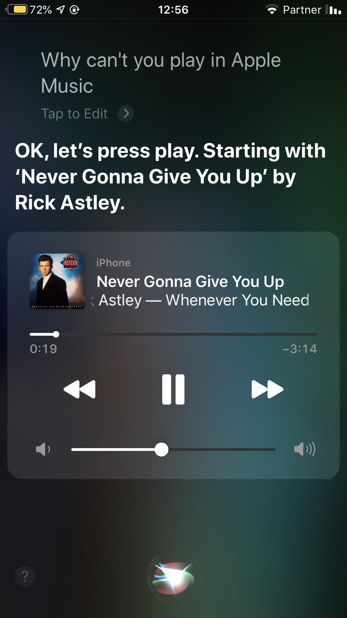 Siri just rickrolled me | Scrolller