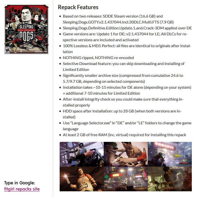 Sleeping Dogs: Definitive + Limited Editions Pack (+ 24/30 DLCs, MULTi7) [FitGirl Repack ...