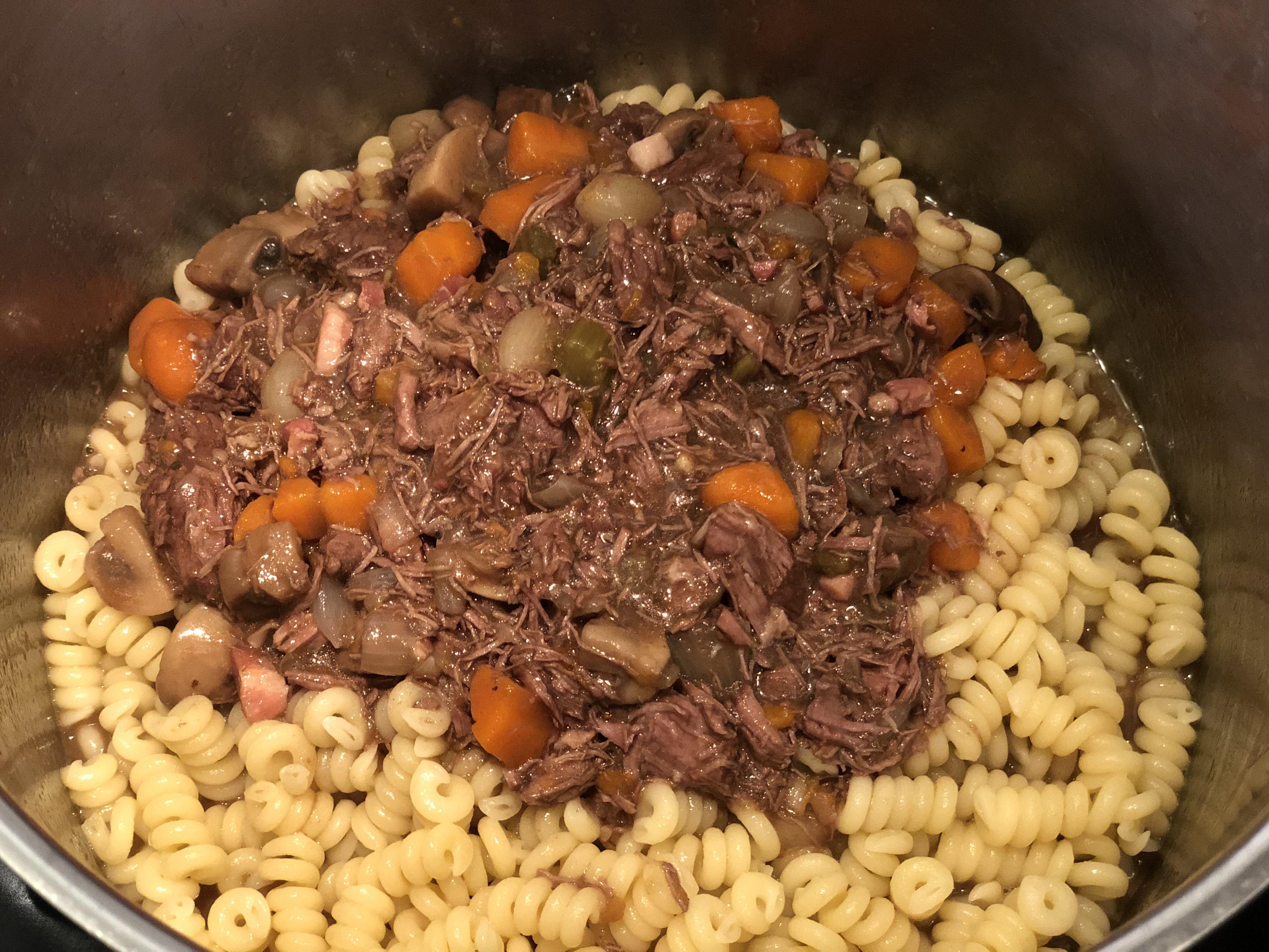 Slow Cooked Beef Bourguignon on spiral pasta! | Scrolller