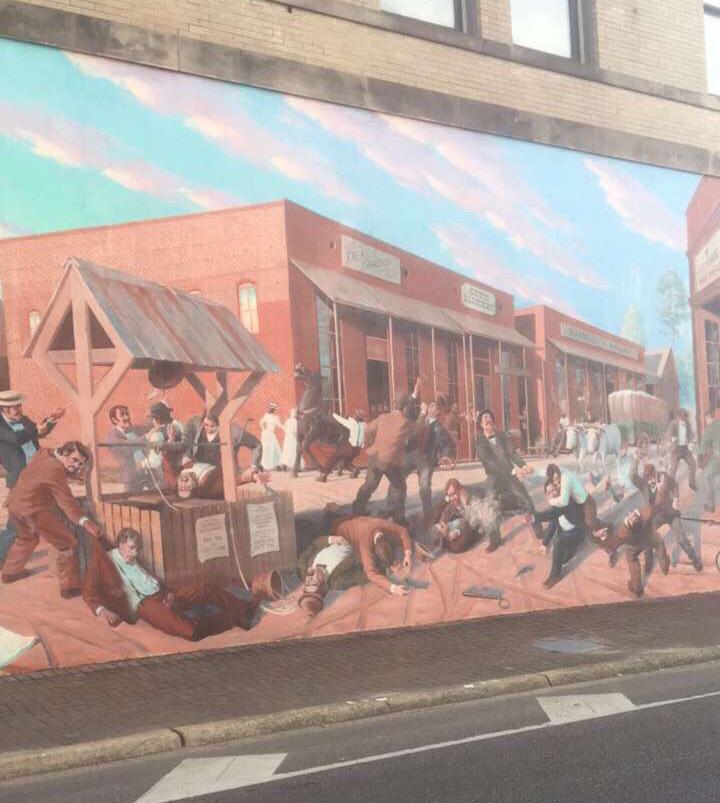 So my city has a mural downtown that looks like it came straight from Pawnee City Hall | Scrolller