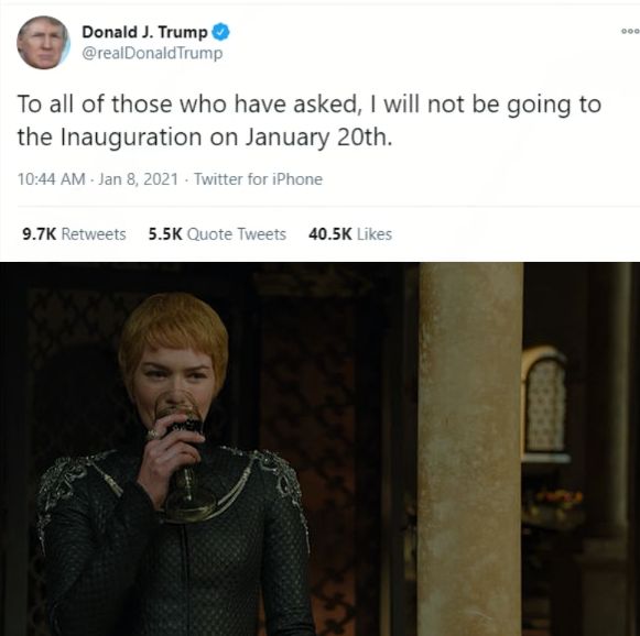 Someone is not attending the Inauguration tomorrow | Scrolller