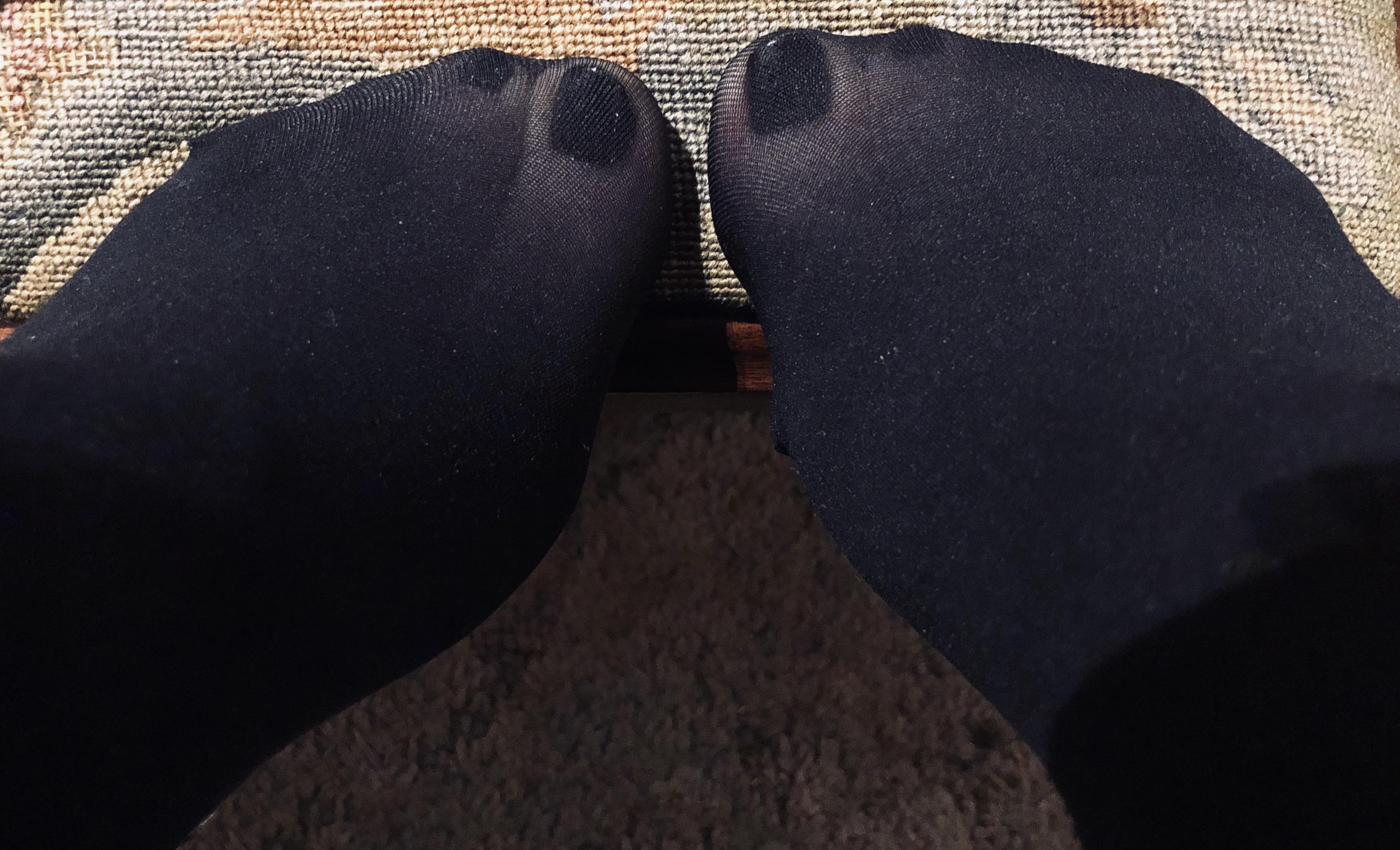 My painted toes in my black nylons | Scrolller