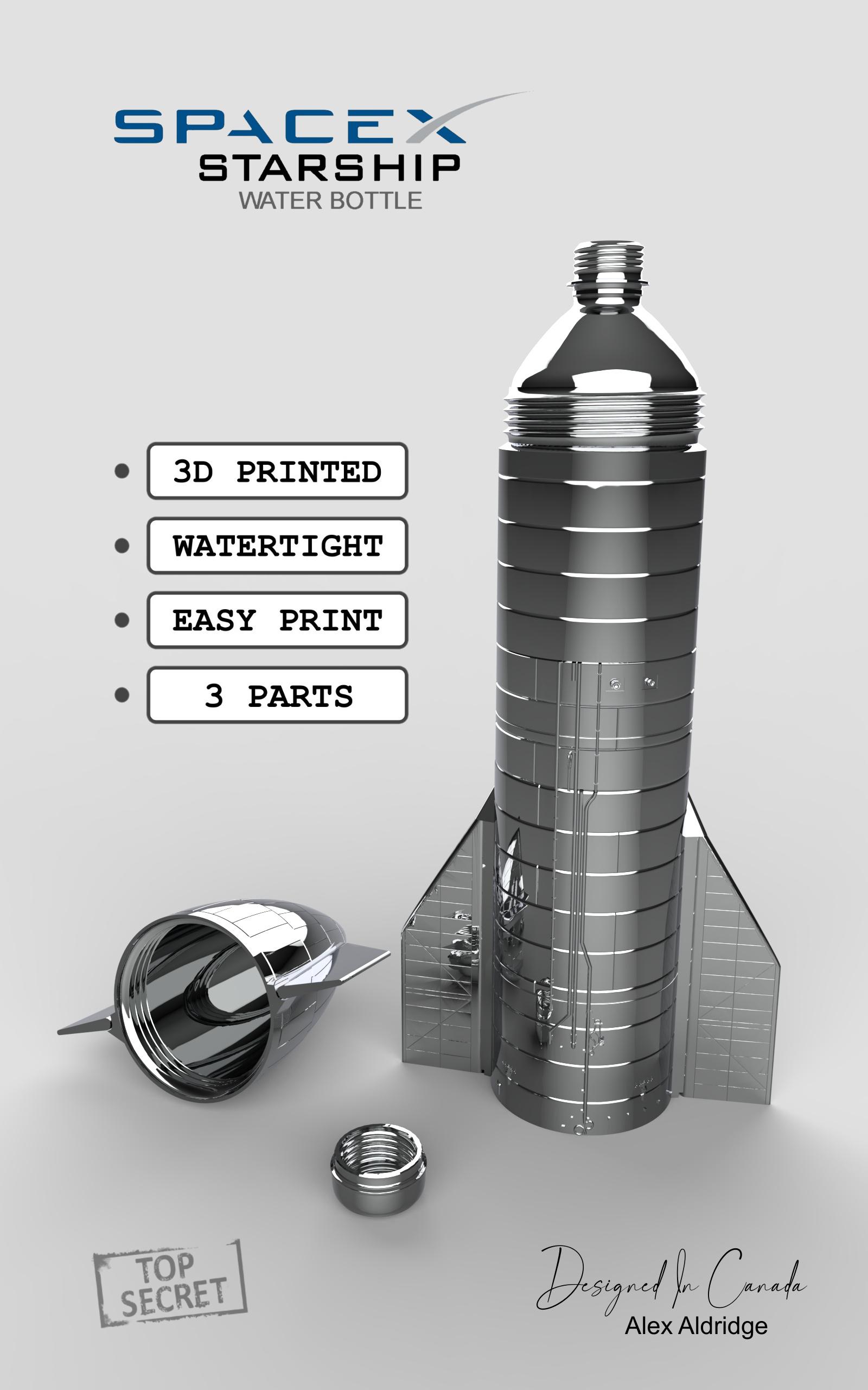 SpaceX Starship 🚀 3D Water Bottle | Scrolller