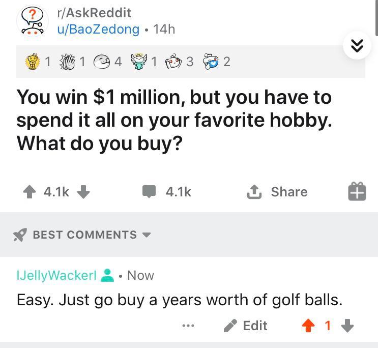 Spending a million bucks... | Scrolller