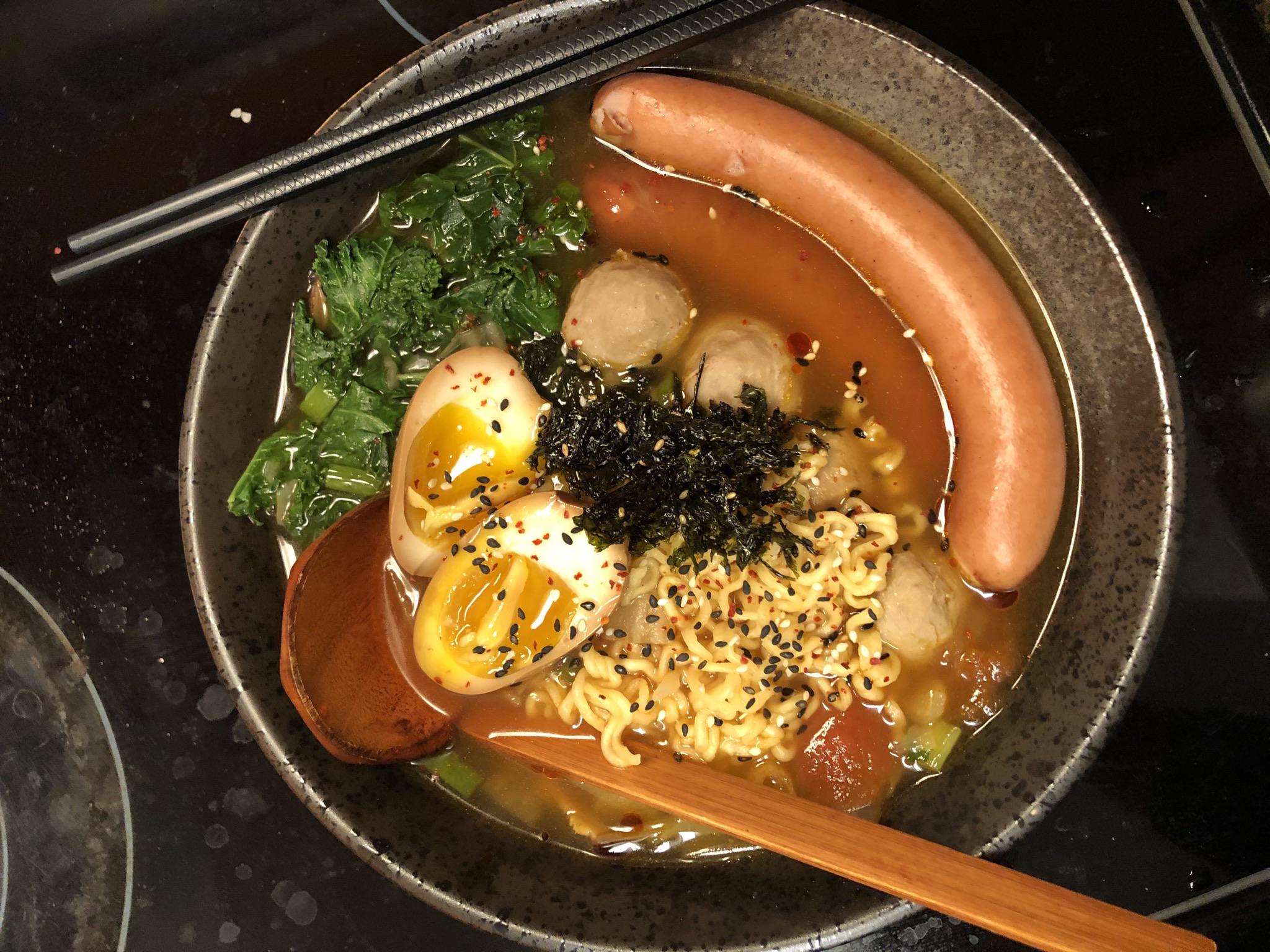 spicy nongshim instant noodles with marinaded ramen eggs and my favourite pillers european ...